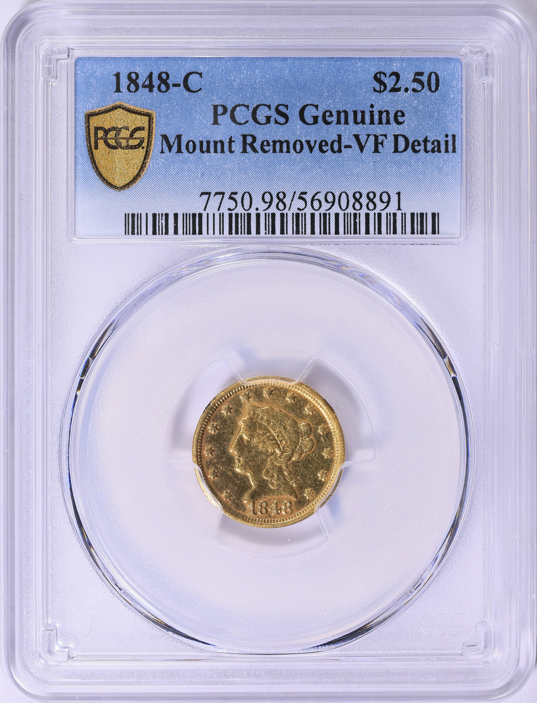 1848-C Liberty Gold Quarter Eagle PCGS Genuine VF Details (Item 1812521 ...