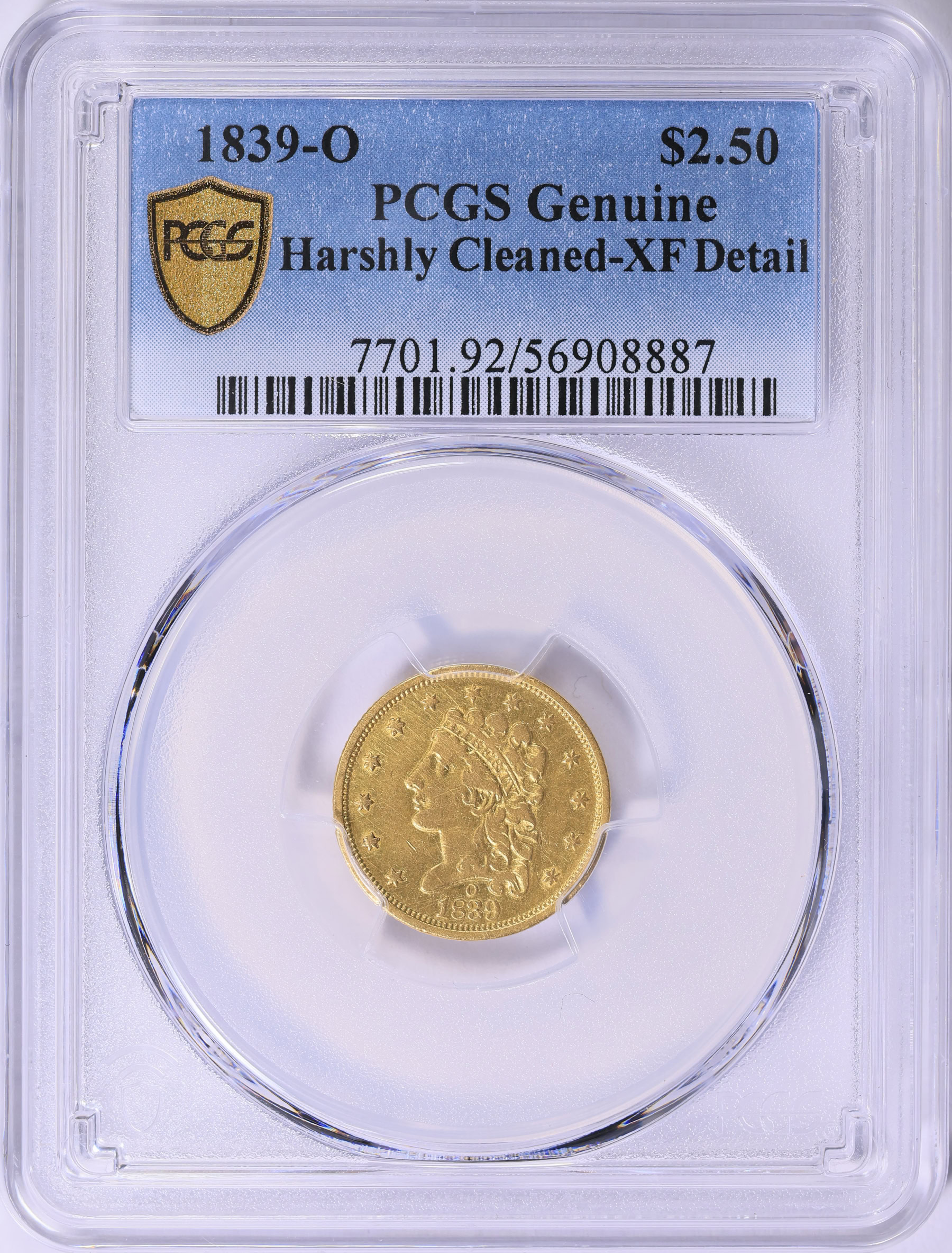 1839-O Classic Gold Quarter Eagle PCGS Genuine XF Details (Item 1812522 ...