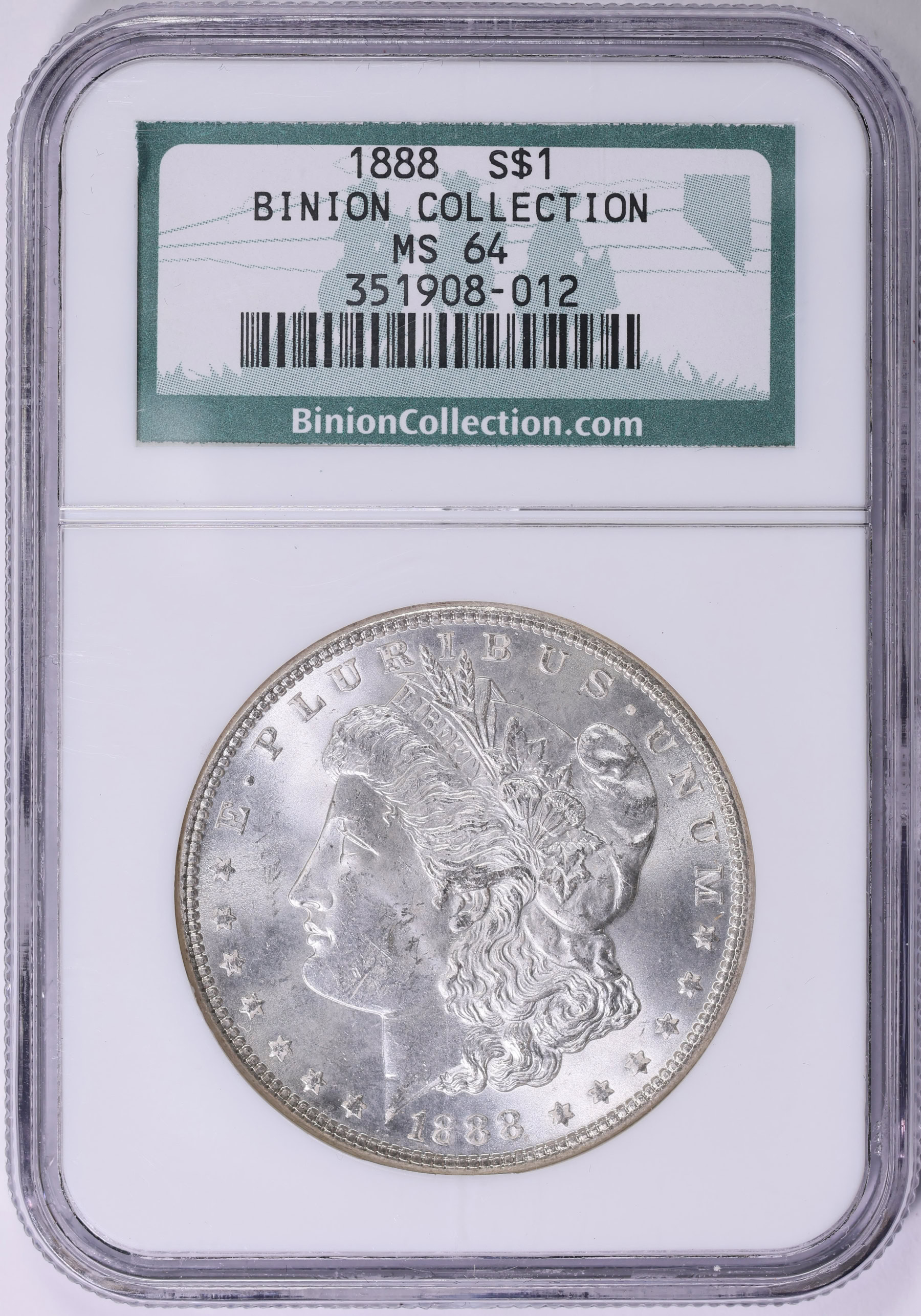 1888 Morgan Silver Dollar NGC MS-64 (Binion Collection) (Item 1812529) | GreatCollections Coin ...