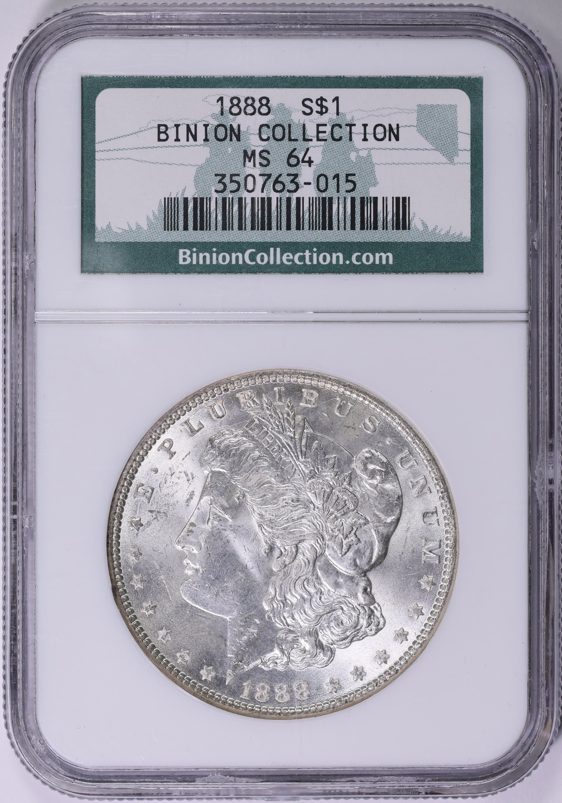1888 Morgan Silver Dollar NGC MS-64 (Binion Collection) (Item 1812530) | GreatCollections Coin ...