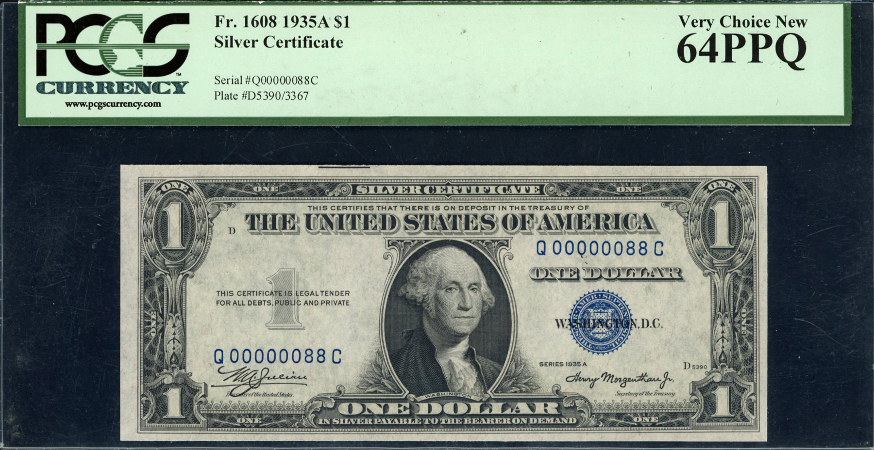 Fr. 1608 (QC Block) 1935A $1 Silver Certificate Note Extremely Low ...