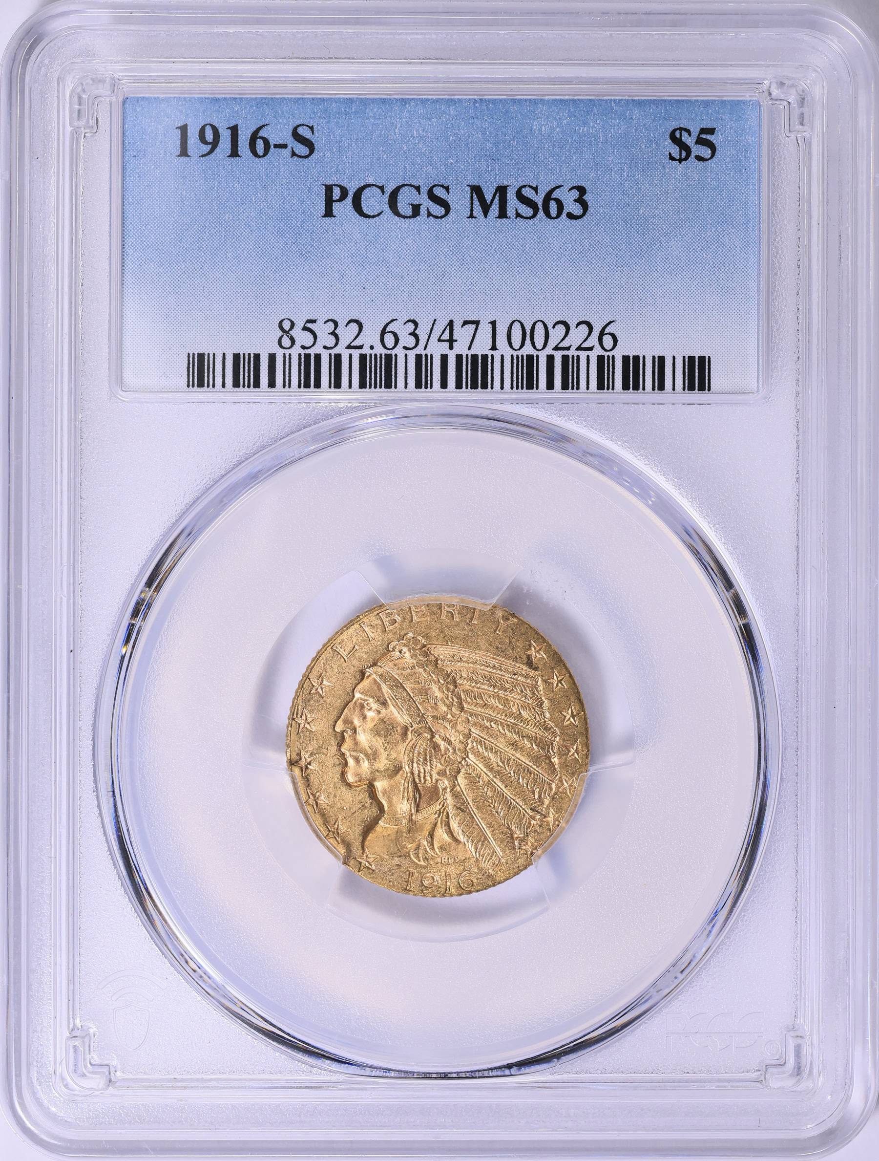 1916-S Indian Gold Half Eagle PCGS MS-63 (Item 1812657 ...