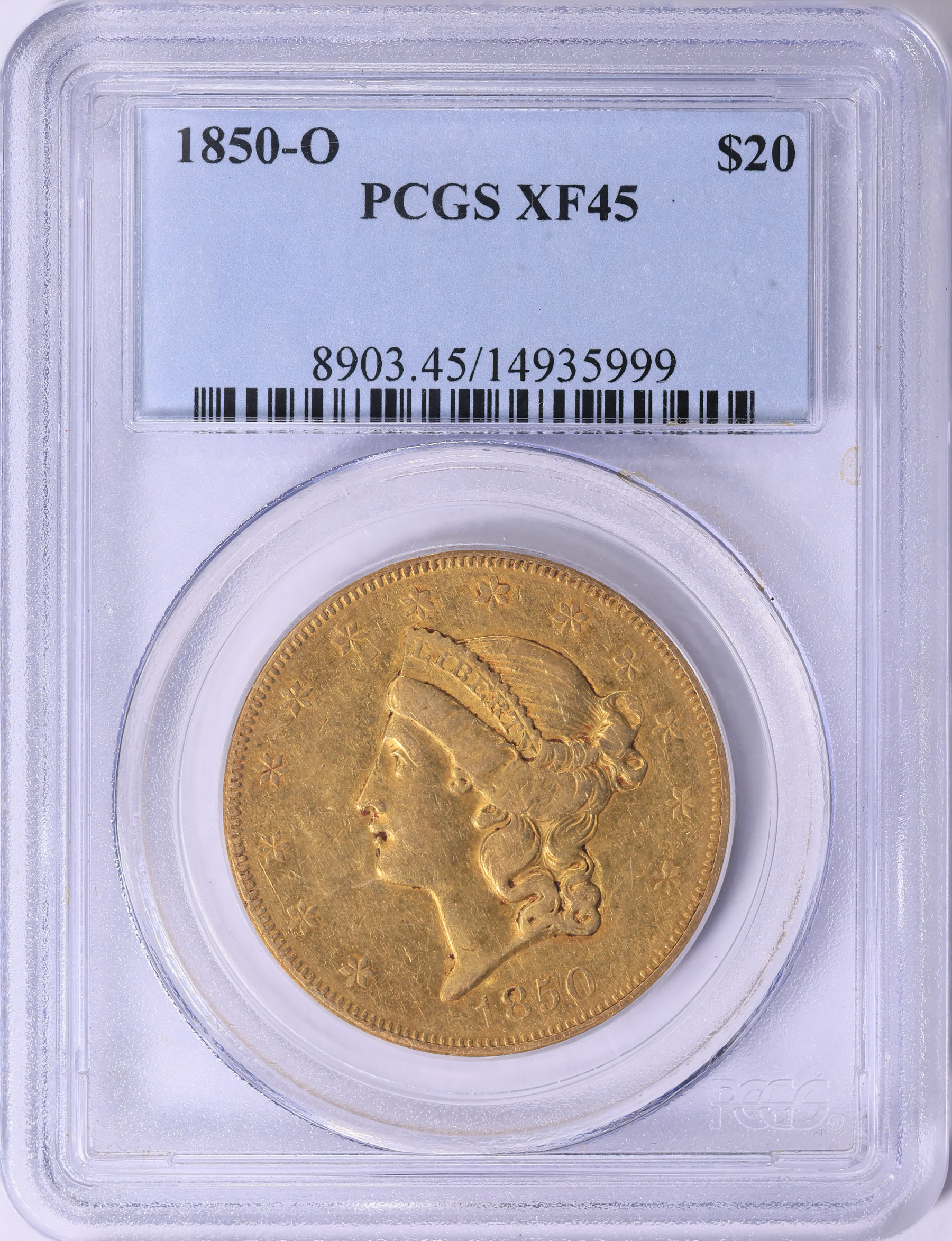 1850-O Liberty Gold Double Eagle PCGS XF-45 (Item 1812659) | GreatCollections Coin Auctions