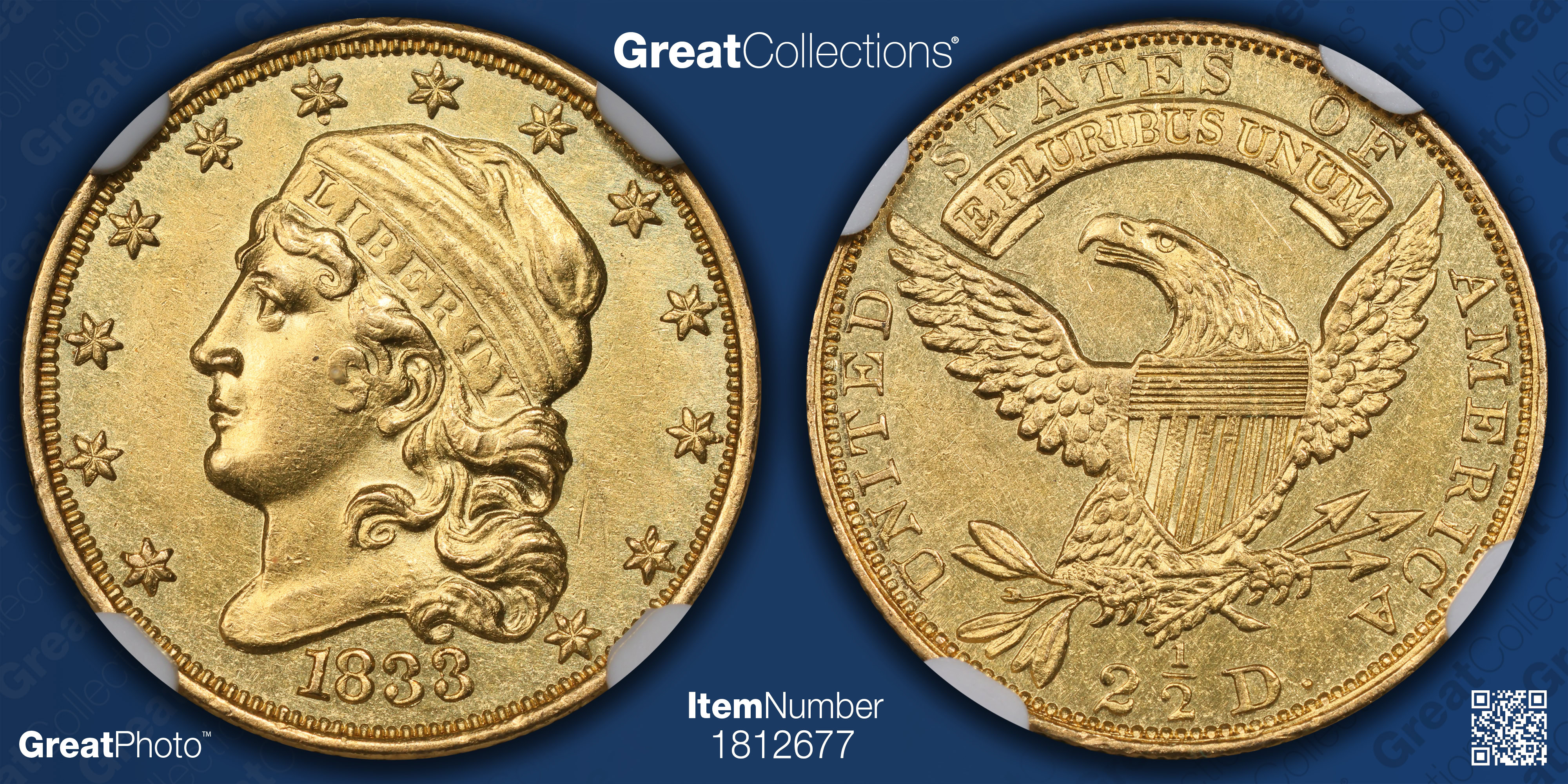 1833 Capped Head Gold Quarter Eagle BD-1 NGC MS-61 (Item 1812677 ...