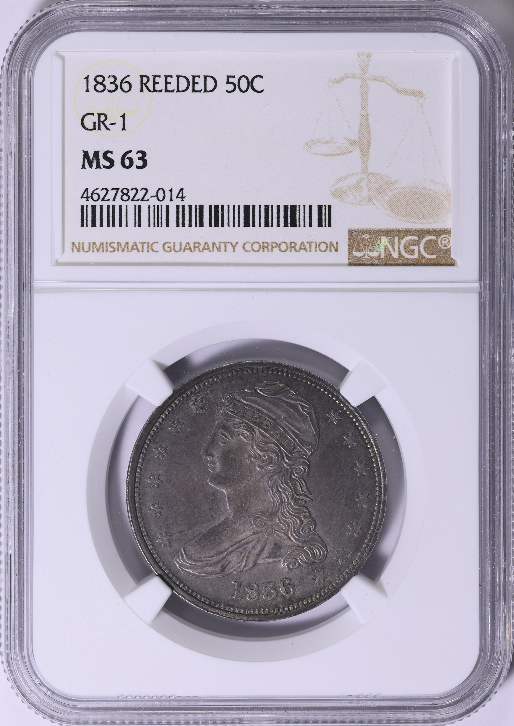 1836 Capped Bust Half Dollar Reeded Edge GR-1 NGC MS-63 (Item 1812686 ...