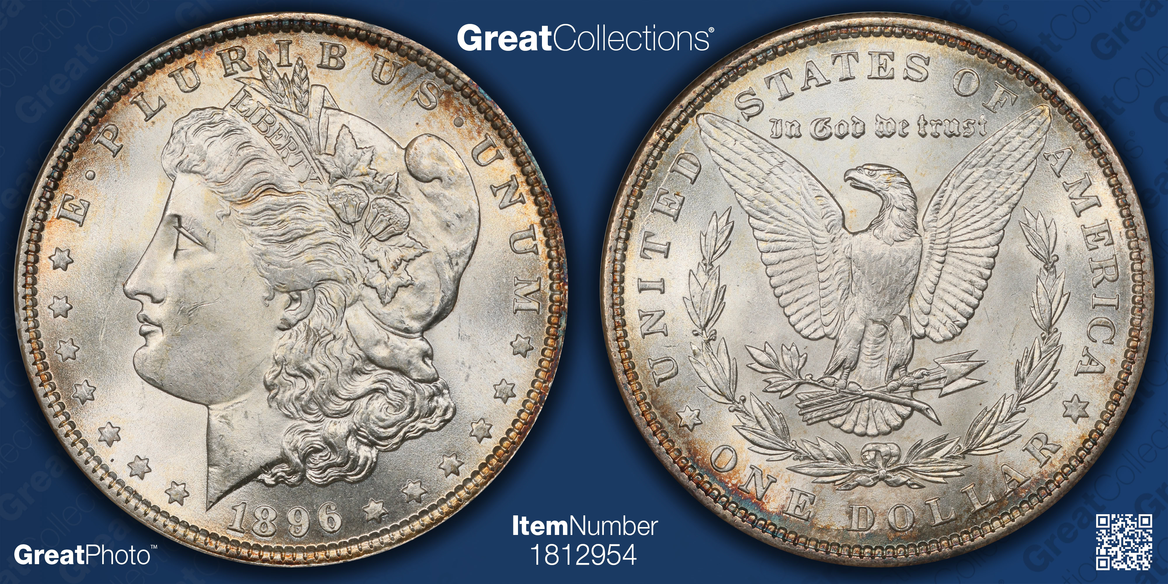 1896 Morgan Silver Dollar ANACS MS-64 OH (Toned) (Item 1812954 ...