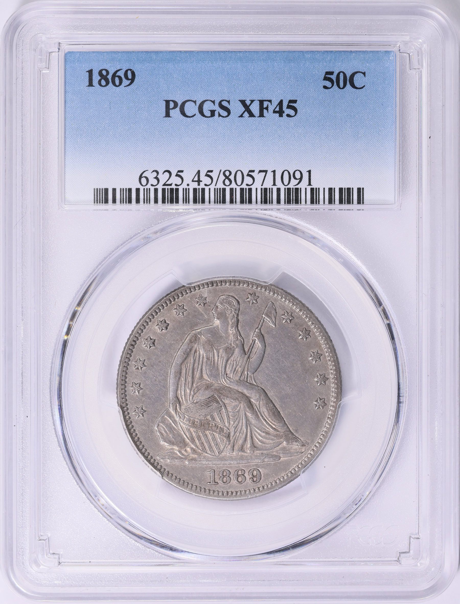 1869 Seated Liberty Half Dollar PCGS XF-45 (Item 1813012) | GreatCollections Coin Auctions