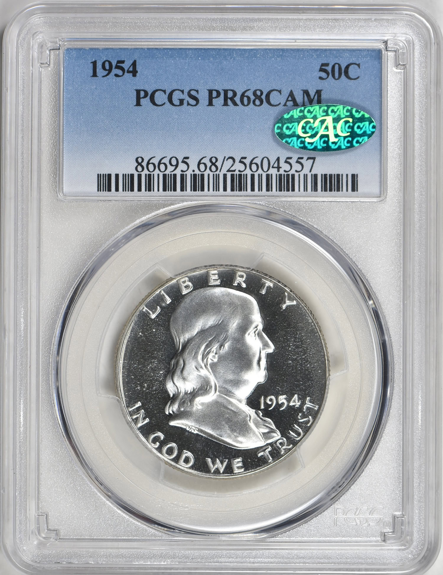 1954 Franklin Half Dollar PCGS Proof-68 CAMEO (CAC Green) (Item 1813020) | GreatCollections Coin ...