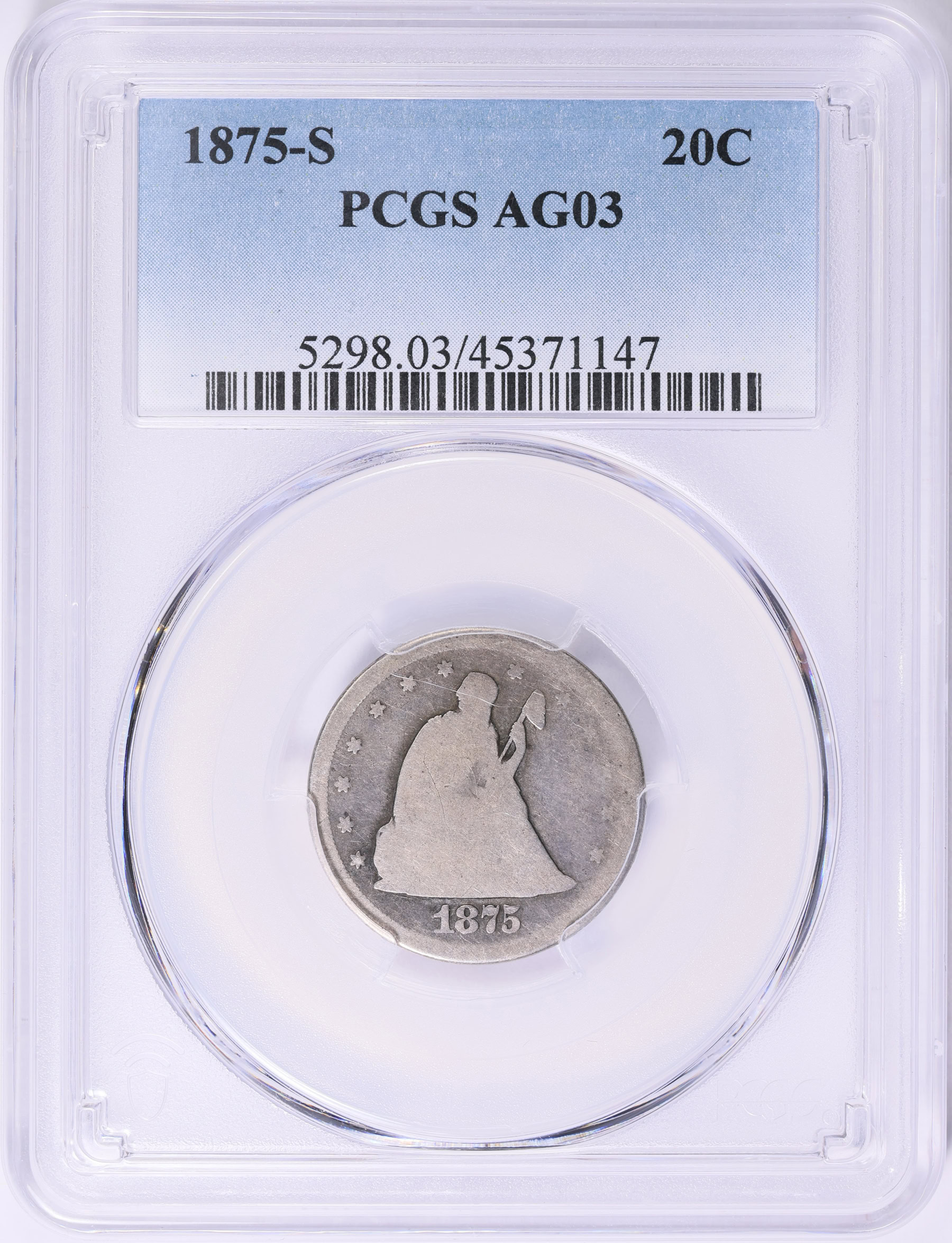 1875-S Twenty-Cent Piece PCGS AG-03 (Item 1813072) | GreatCollections Coin Auctions