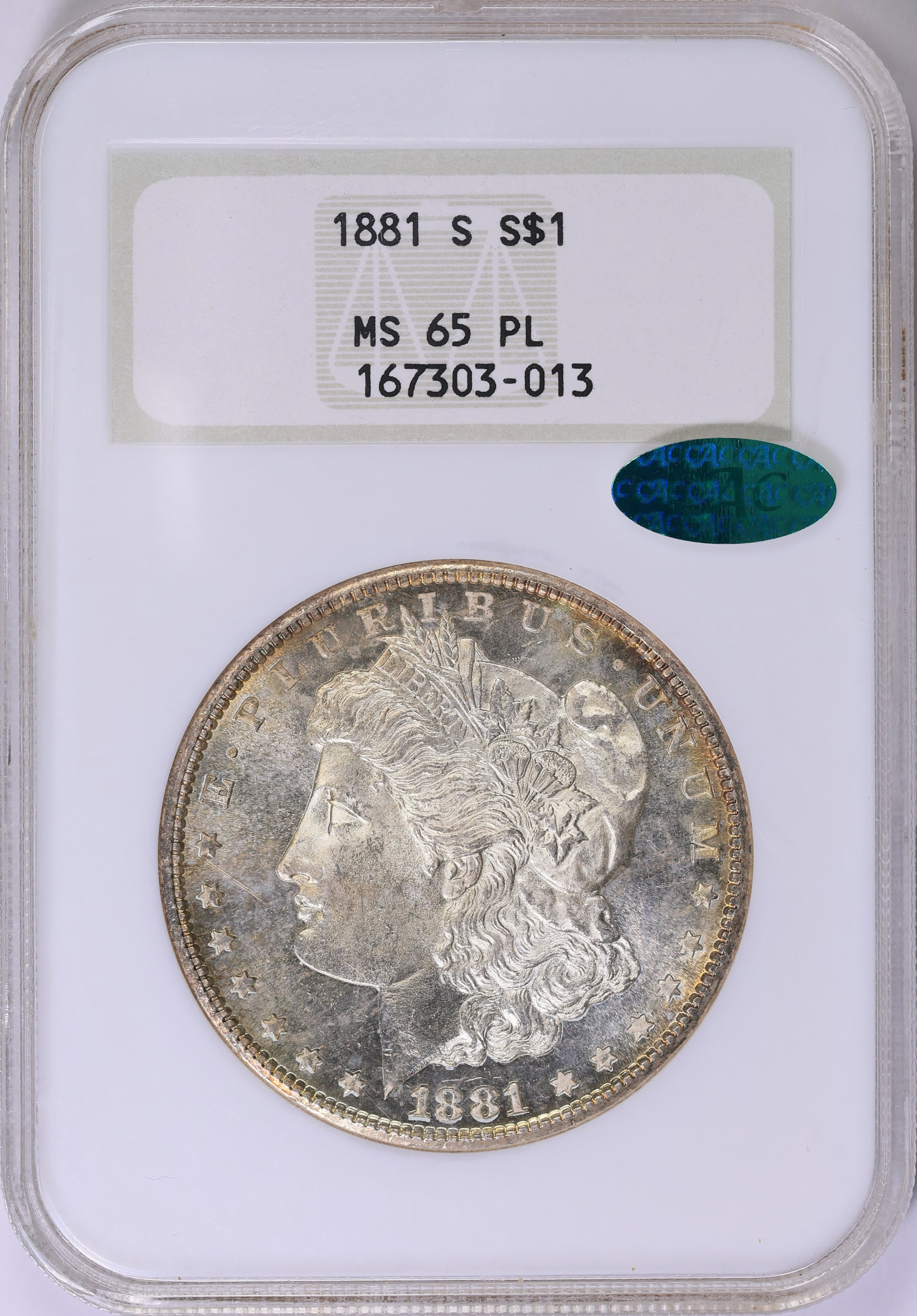 1881-S Morgan Silver Dollar NGC MS-65 PL (CAC Green) OH (Toned) (Item 1813090 ...