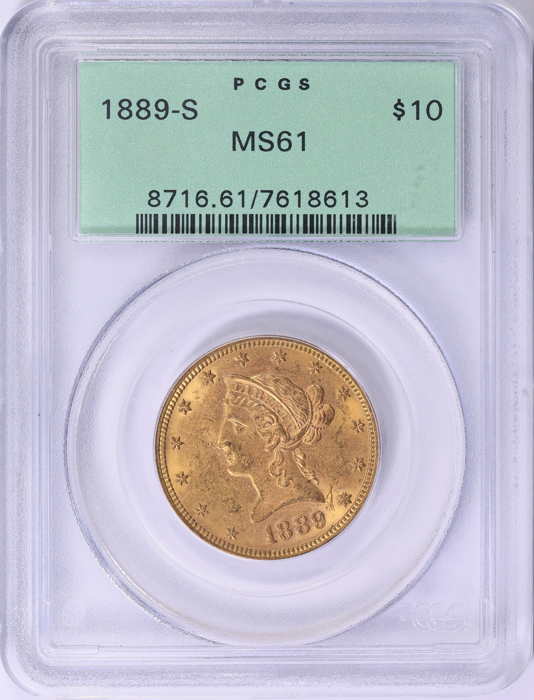 1889-S Liberty Gold Eagle PCGS MS-61 OGH (Item 1813161) | GreatCollections Coin Auctions