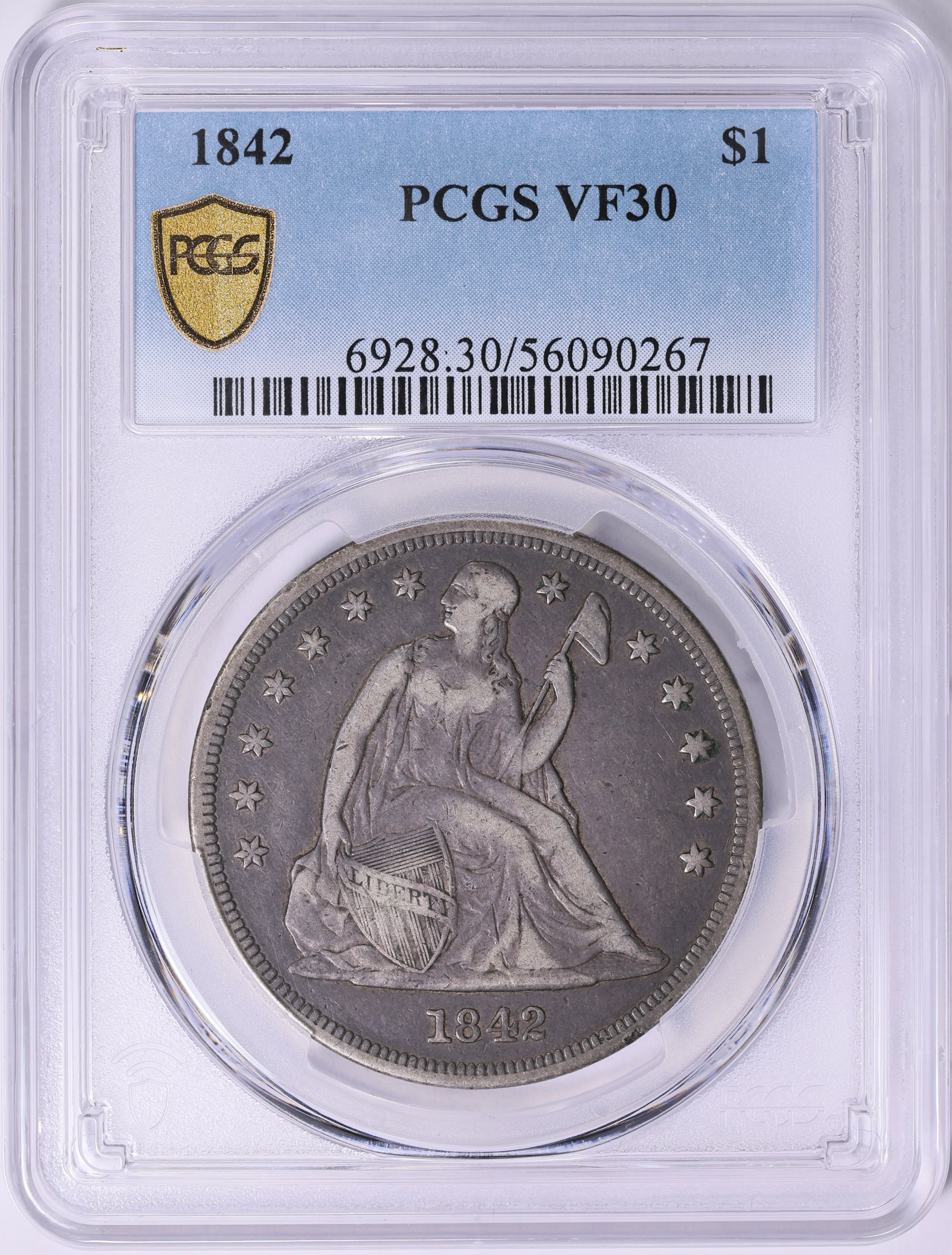 1842 Seated Liberty Silver Dollar PCGS VF-30 (Item 1813236) | GreatCollections Coin Auctions