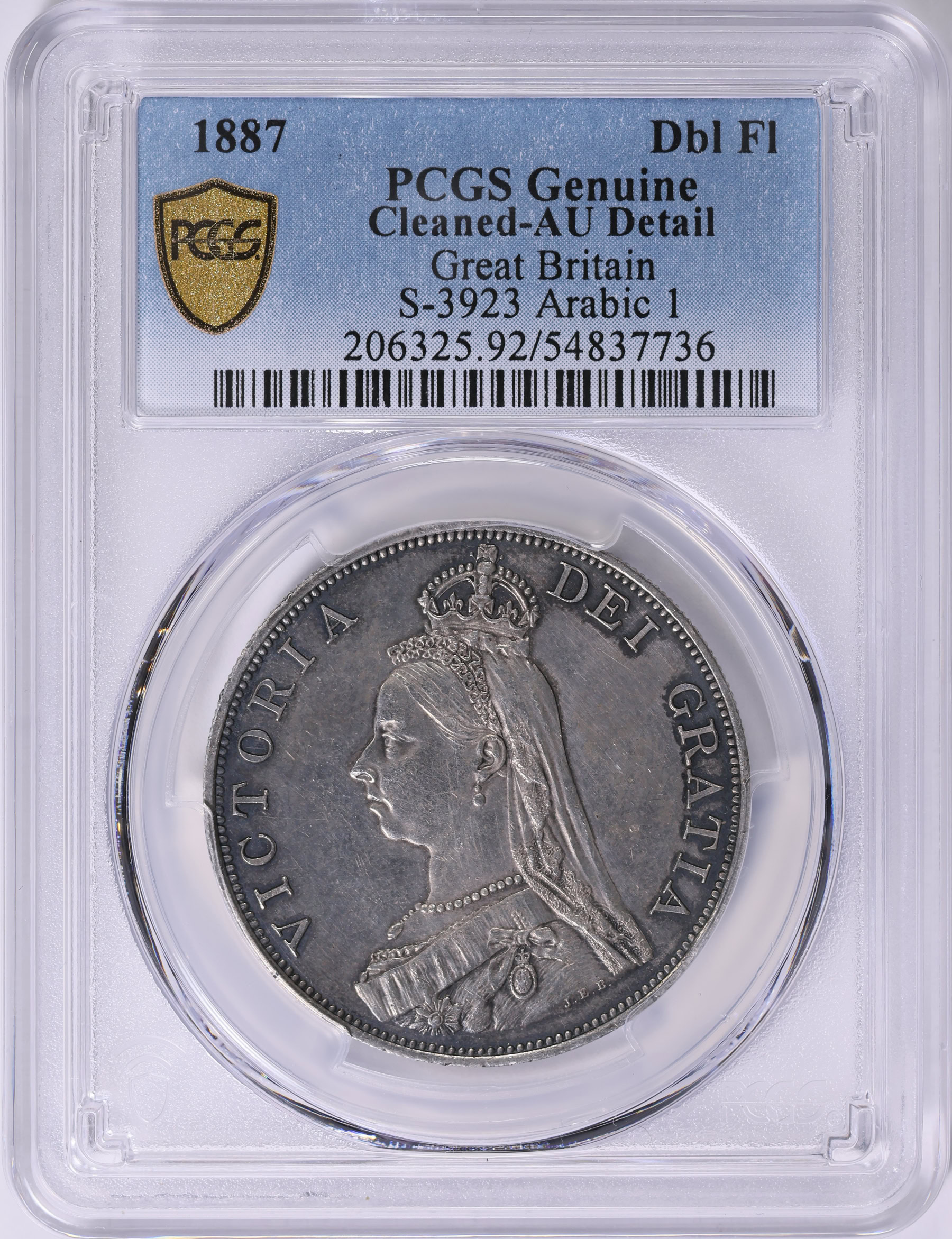 Great Britain 1887 Silver Double Florin Arabic 1 KM-763 PCGS Genuine AU Details (Item 1813530 ...