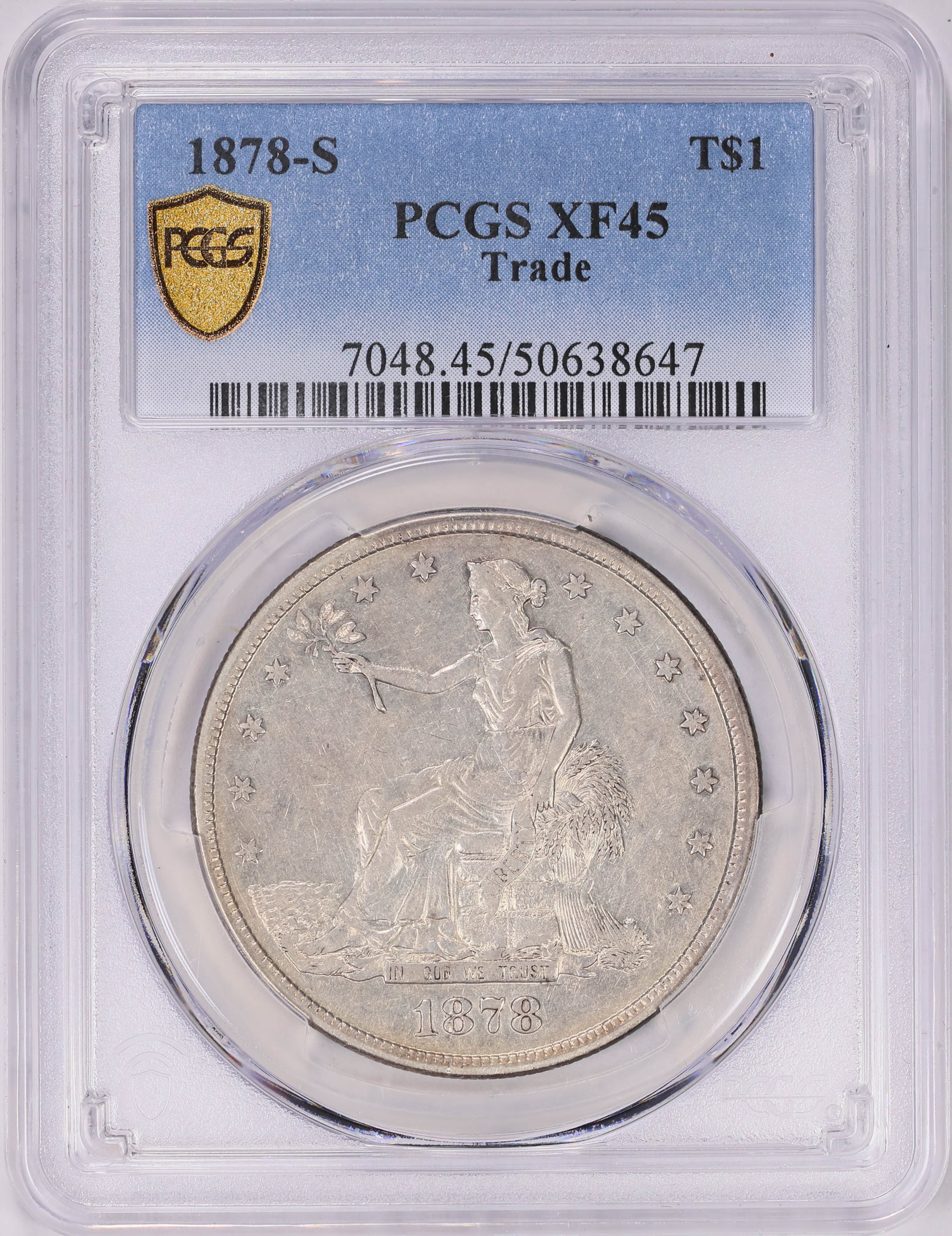 1878-S Trade Silver Dollar PCGS XF-45 (Item 1813575) | GreatCollections Coin Auctions