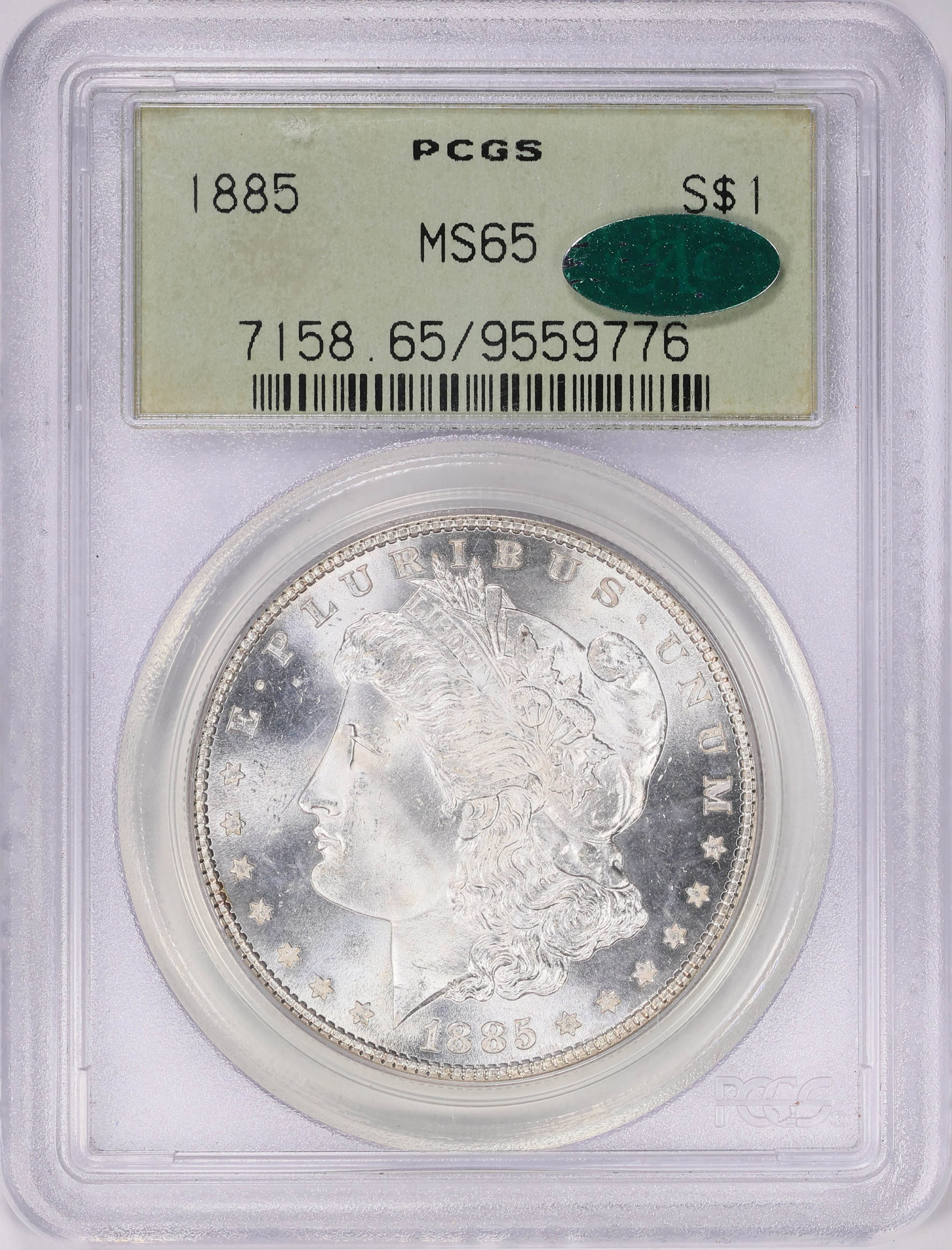 1885 Morgan Silver Dollar PCGS MS-65 (CAC Green) OGH (Item 1813576) | GreatCollections Coin Auctions