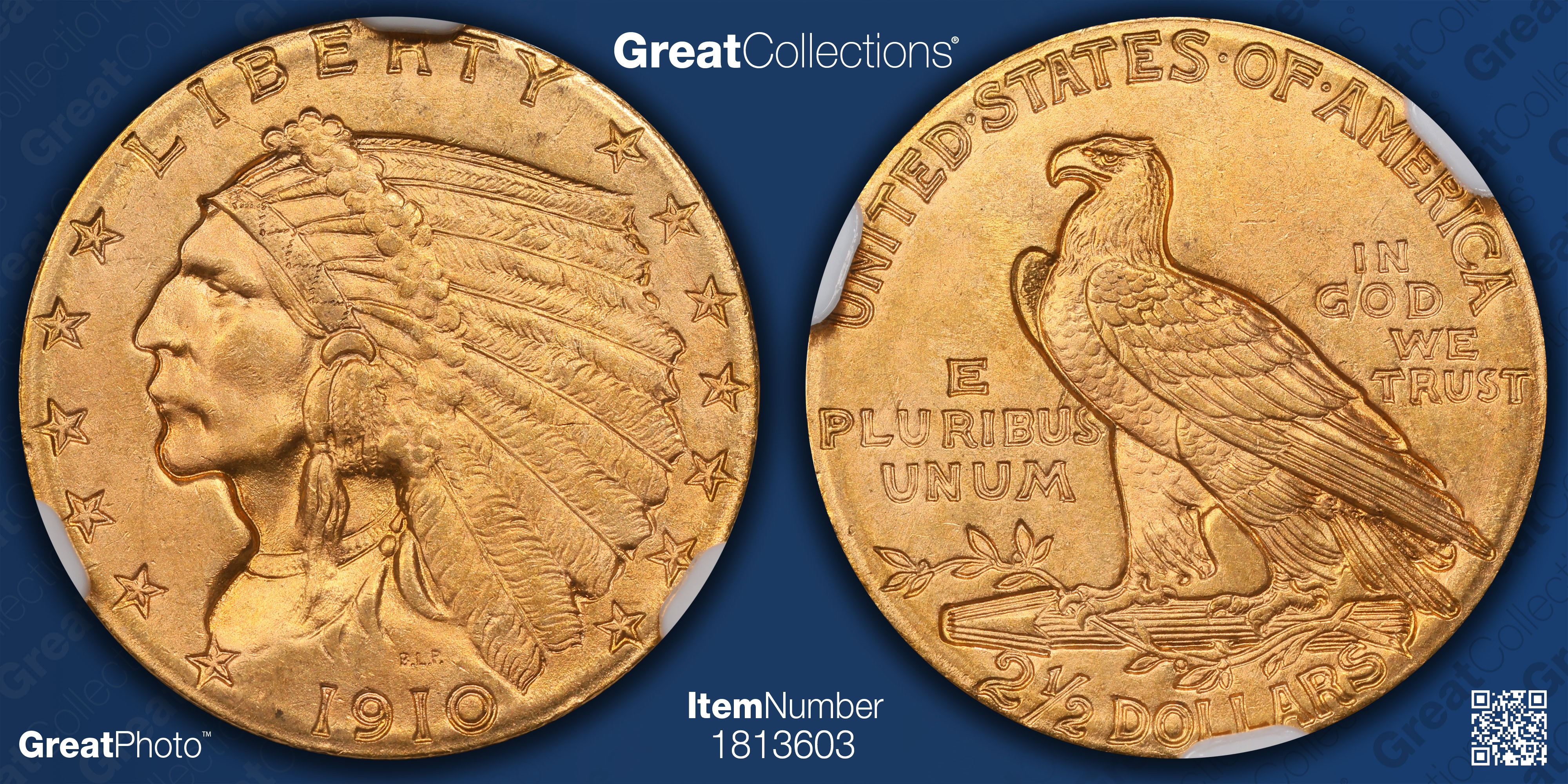 1910 Indian Gold Quarter Eagle NGC MS-65 (Item 1813603 ...