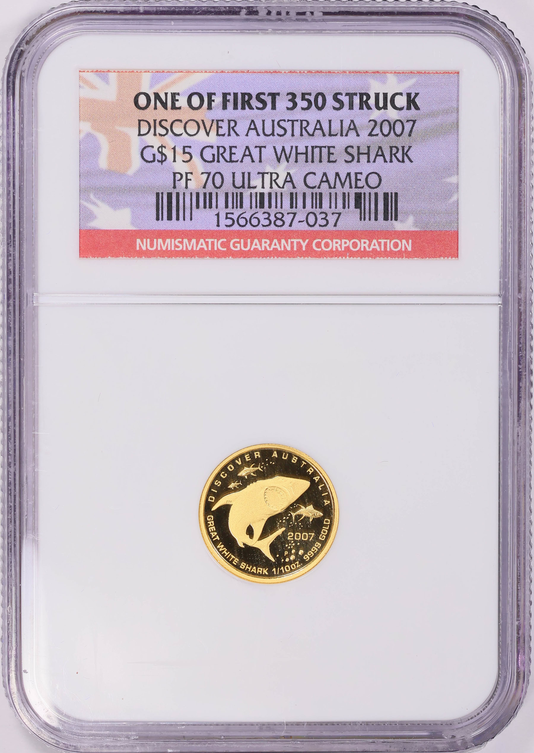 Australia 2007 Gold $15 Great White Shark KM-975 NGC Proof-70 UC (AGW ...