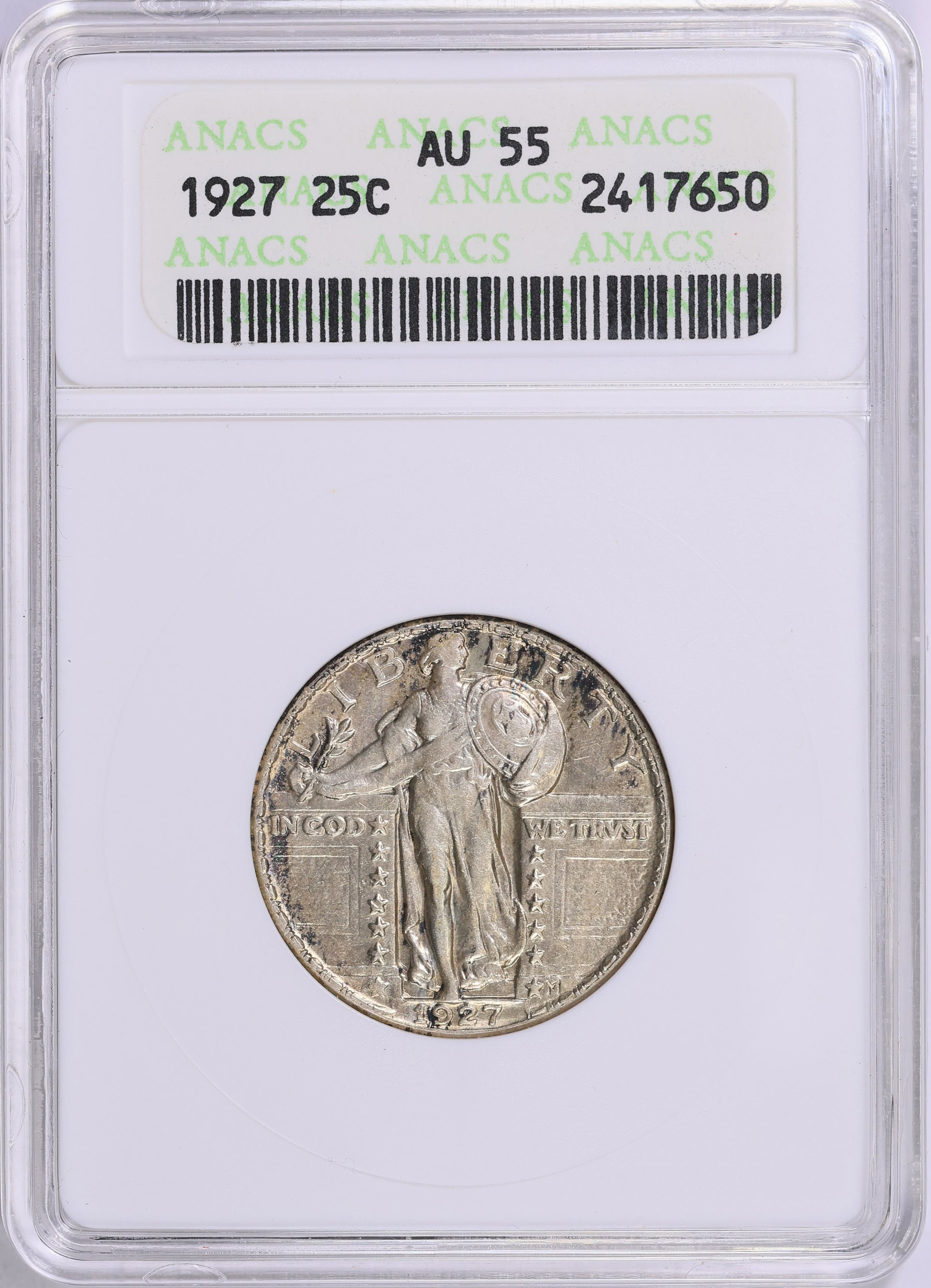 1927 Standing Liberty Quarter ANACS AU-55 OH (Item 1813662) | GreatCollections Coin Auctions