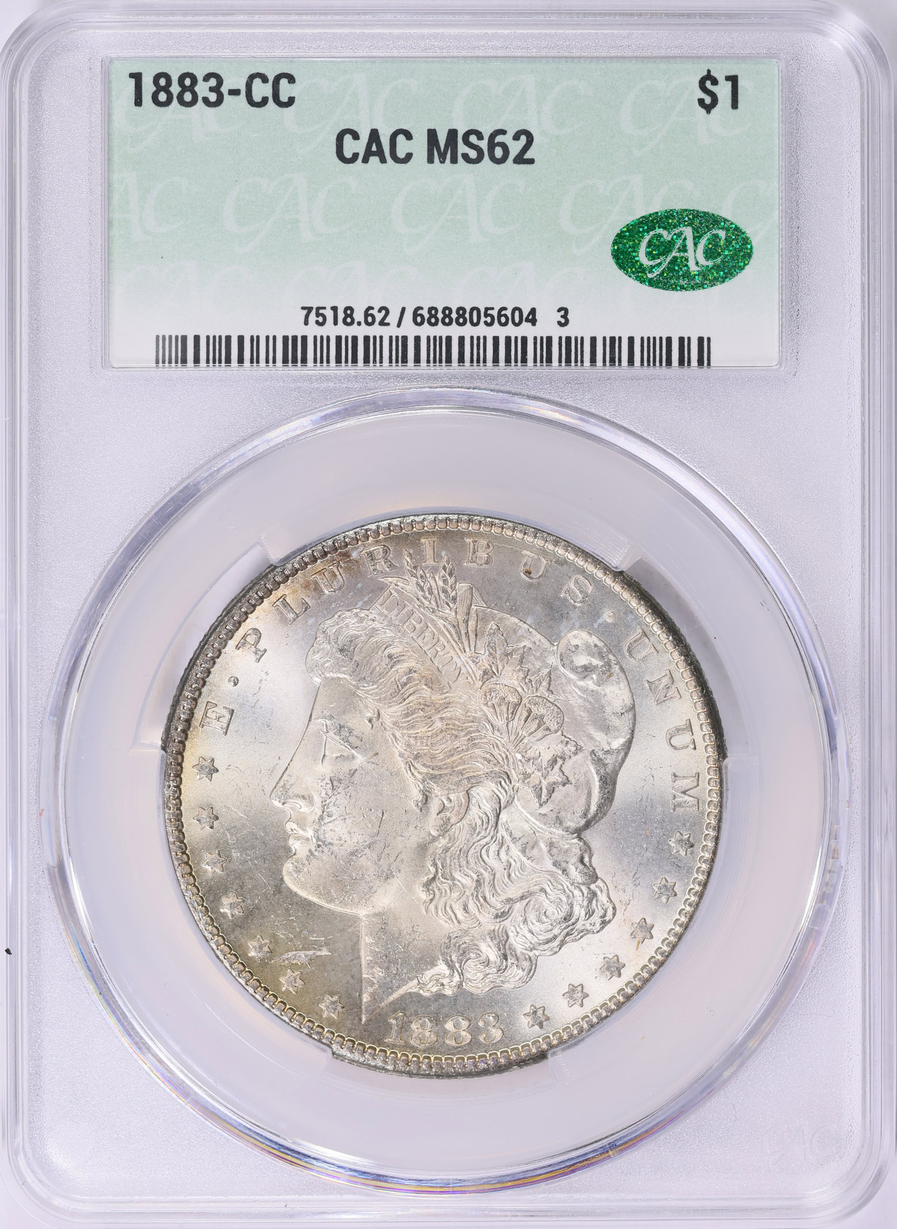 1883-CC Morgan Silver Dollar CACG MS-62 (Item 1813743) | GreatCollections Coin Auctions