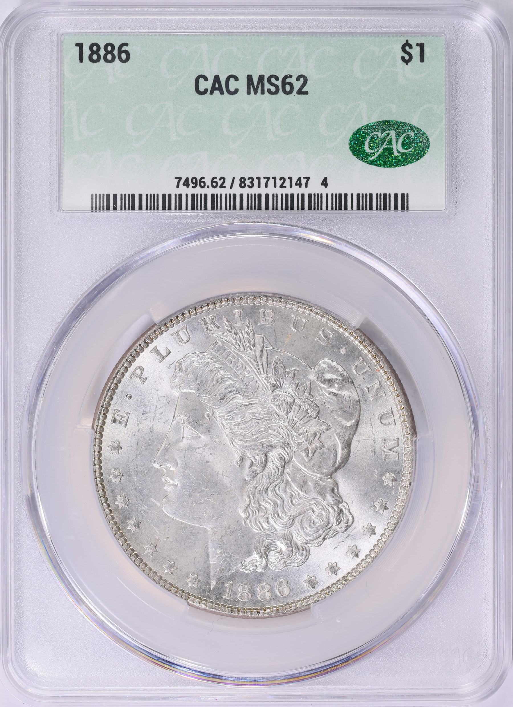 1886 Morgan Silver Dollar CACG MS-62 (Item 1813744) | GreatCollections Coin Auctions