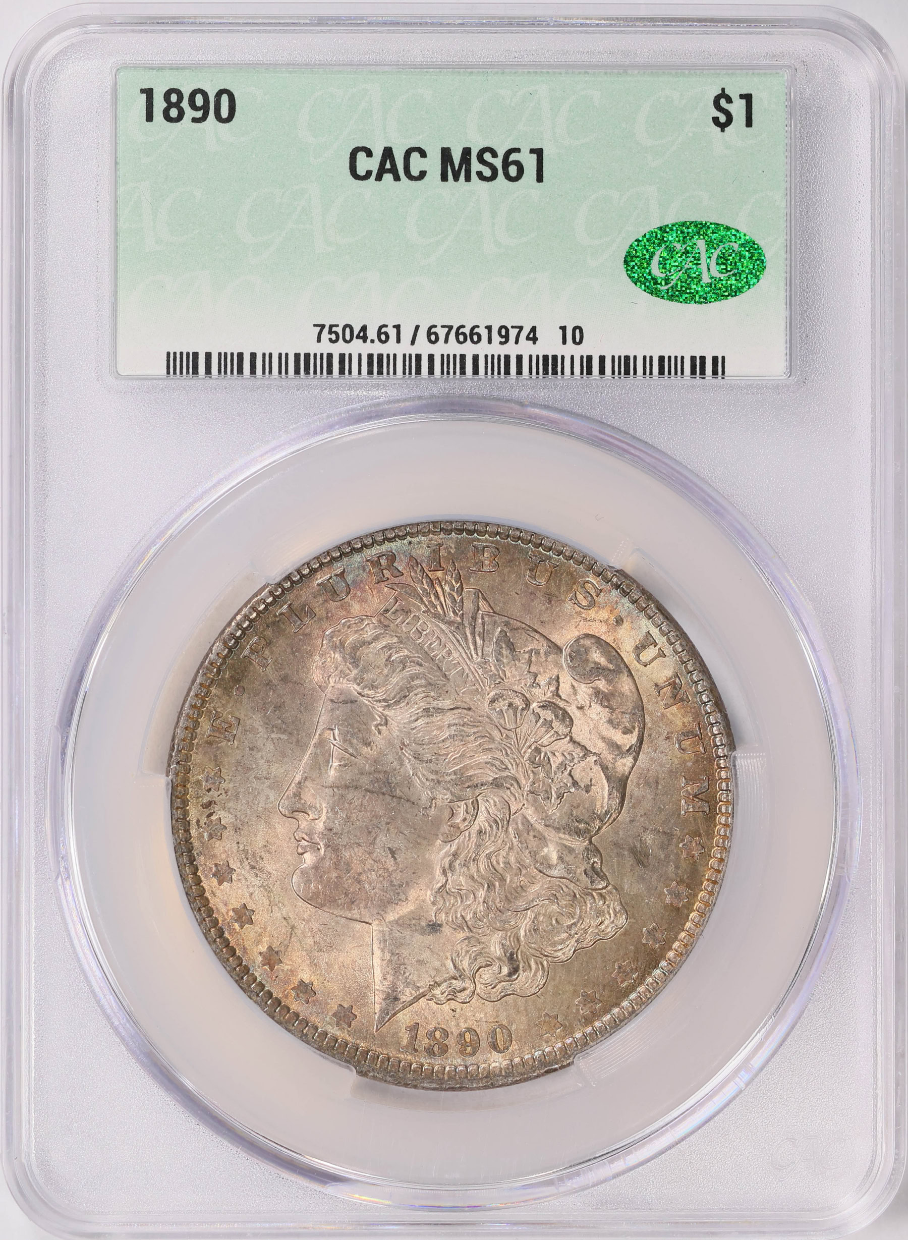 1890 Morgan Silver Dollar CACG MS-61 (Toned) (Item 1813774) | GreatCollections Coin Auctions
