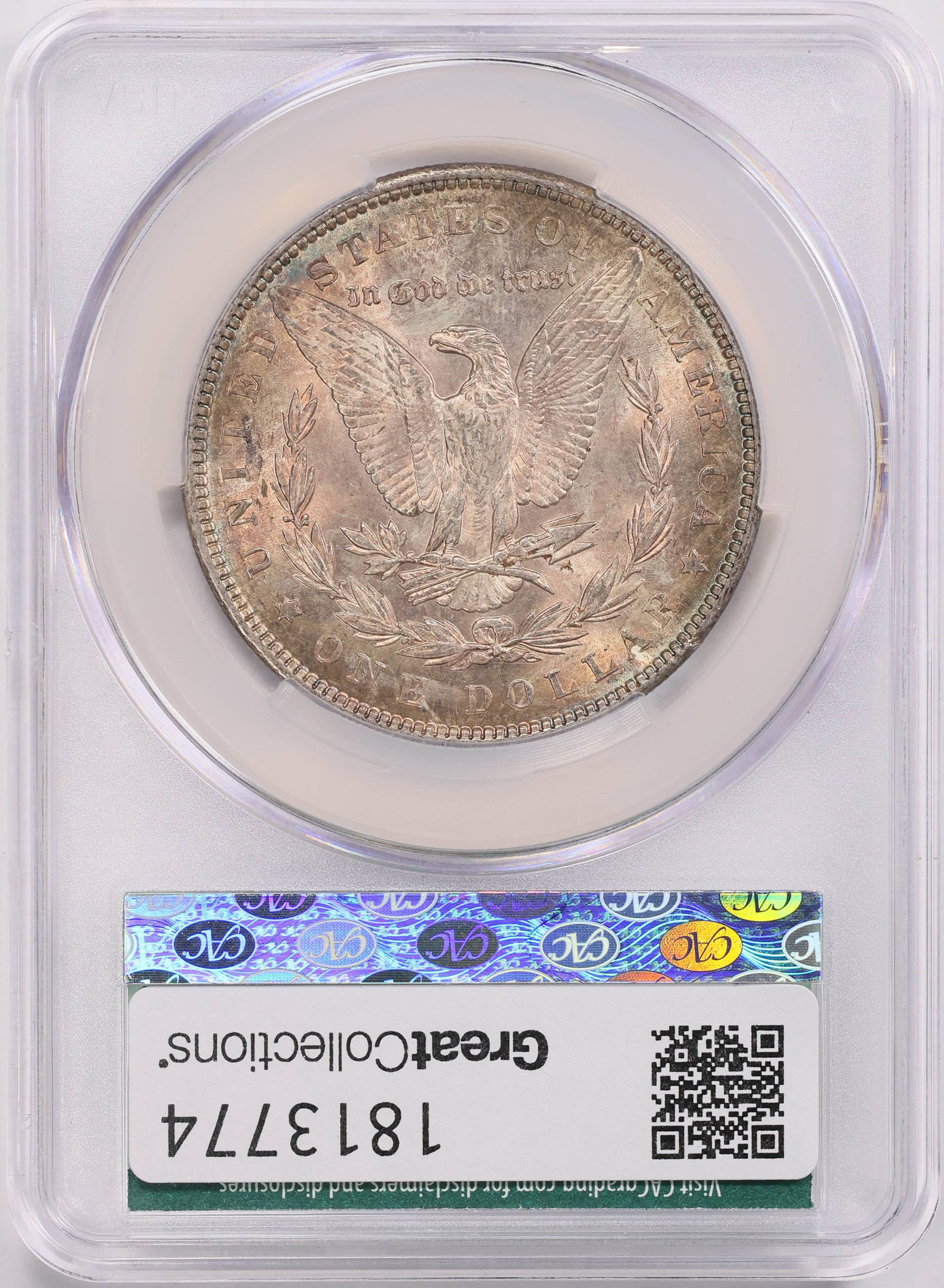 1890 Morgan Silver Dollar CACG MS-61 (Toned) (Item 1813774) | GreatCollections Coin Auctions