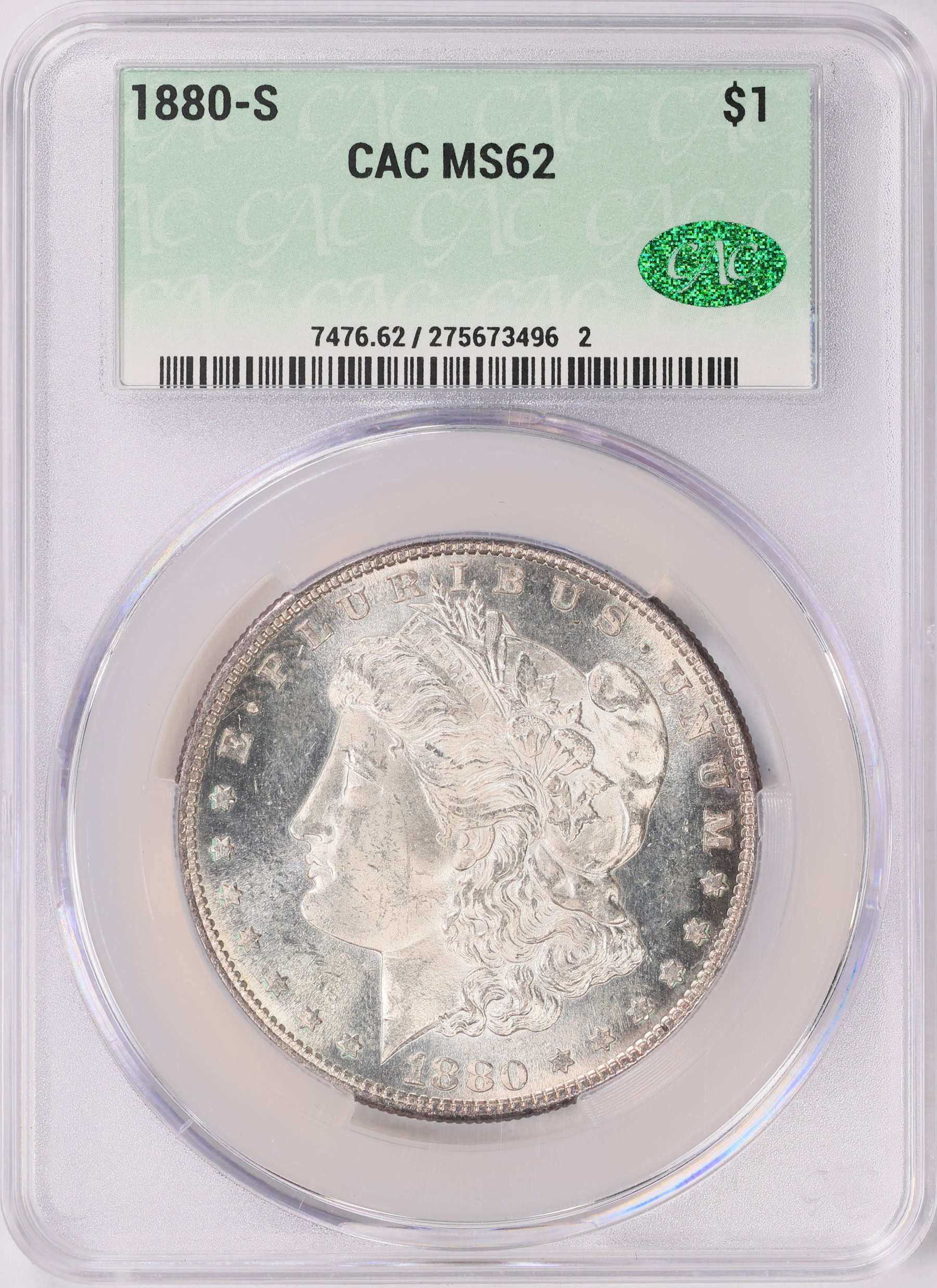 1880-S Morgan Silver Dollar CACG MS-62 (Toned) (Item 1813778) | GreatCollections Coin Auctions