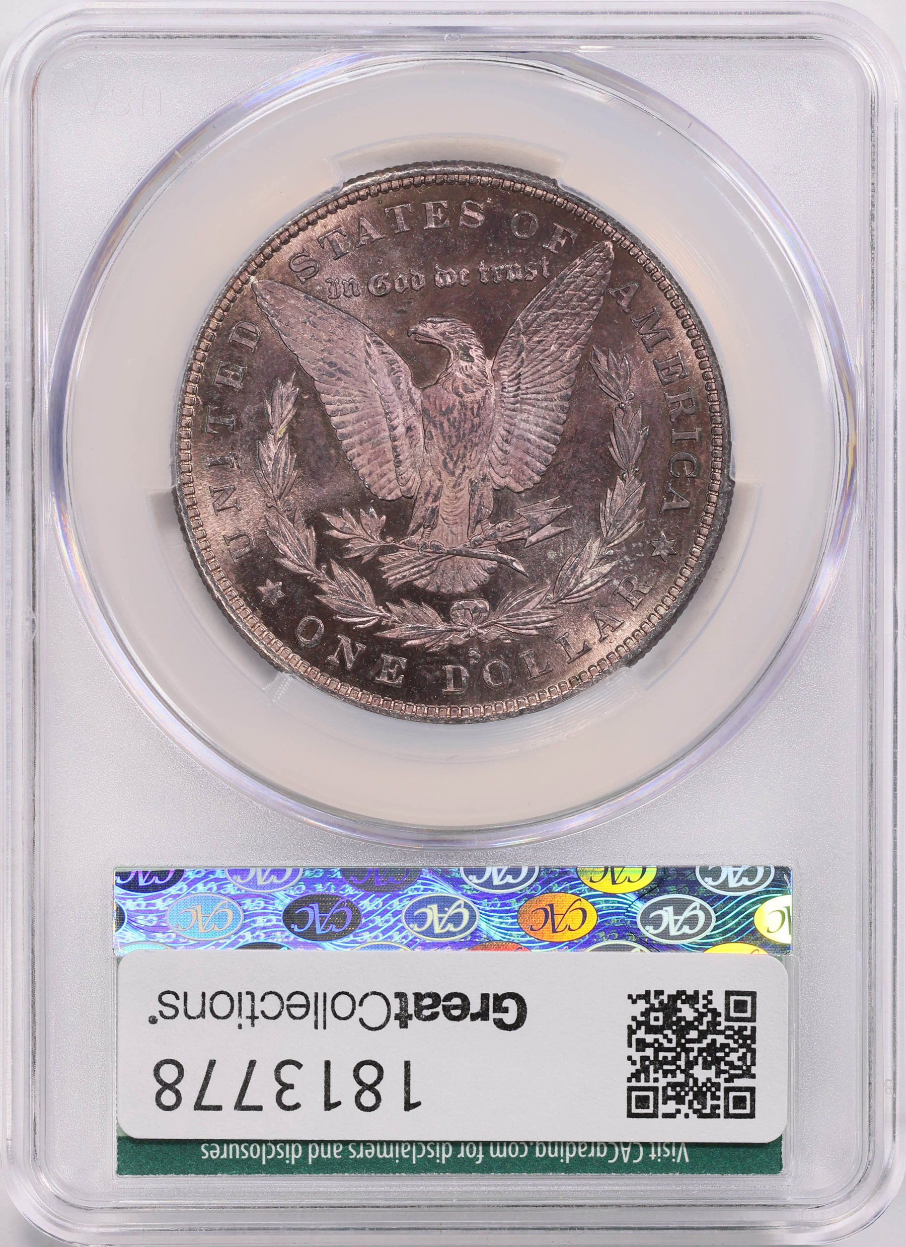 1880-S Morgan Silver Dollar CACG MS-62 (Toned) (Item 1813778) | GreatCollections Coin Auctions