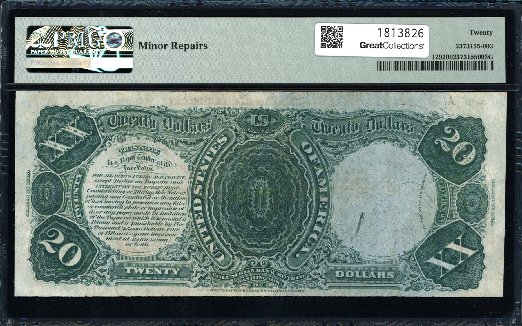 Fr. 129 1878 $20 Legal Tender Note Allison / Gilfillan PMG Very Fine 20 ...