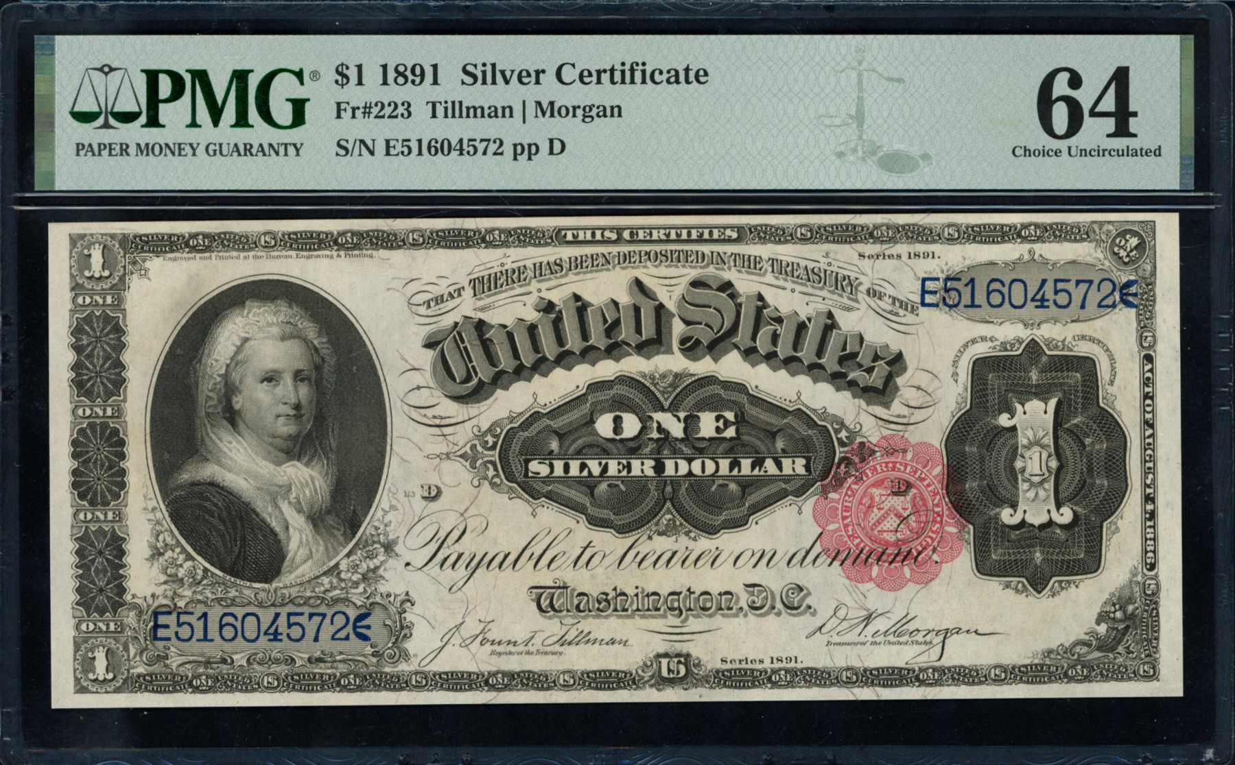 Fr. 223 1891 $1 Silver Certificate Note Tillman / Morgan PMG Choice ...