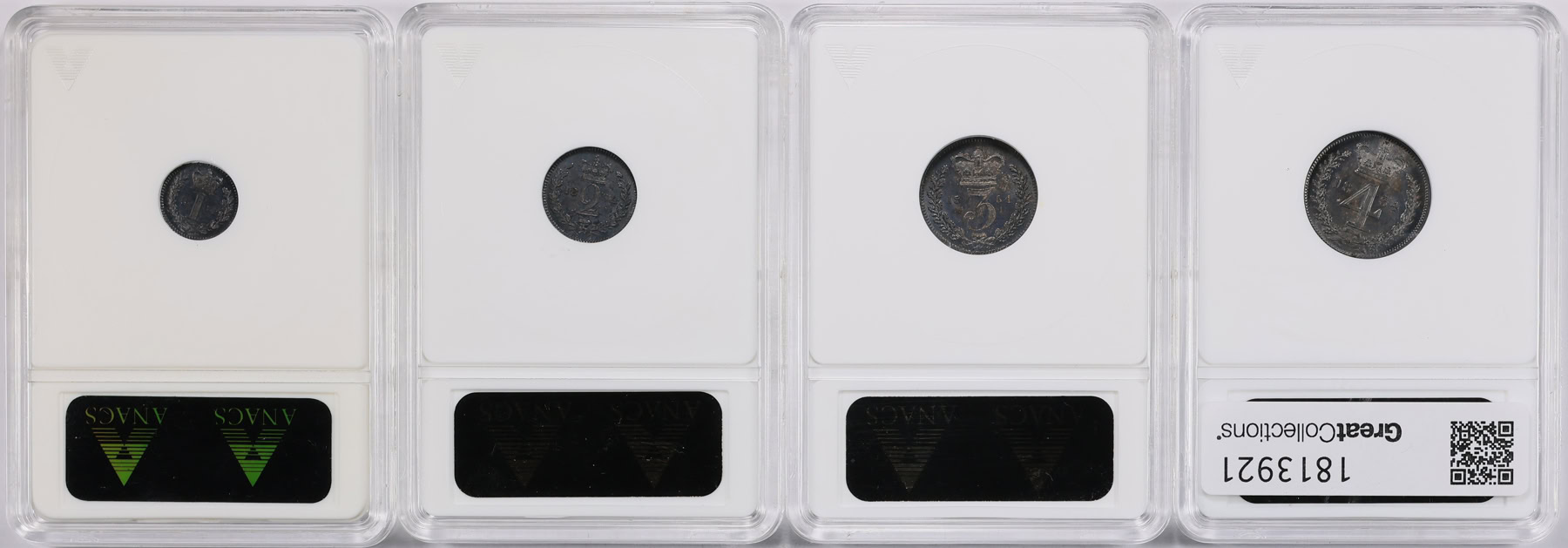 Great Britain 1864 Silver 1p, 2p, 3p & 4p Maundy Set KM-MDS115 ANACS MS ...