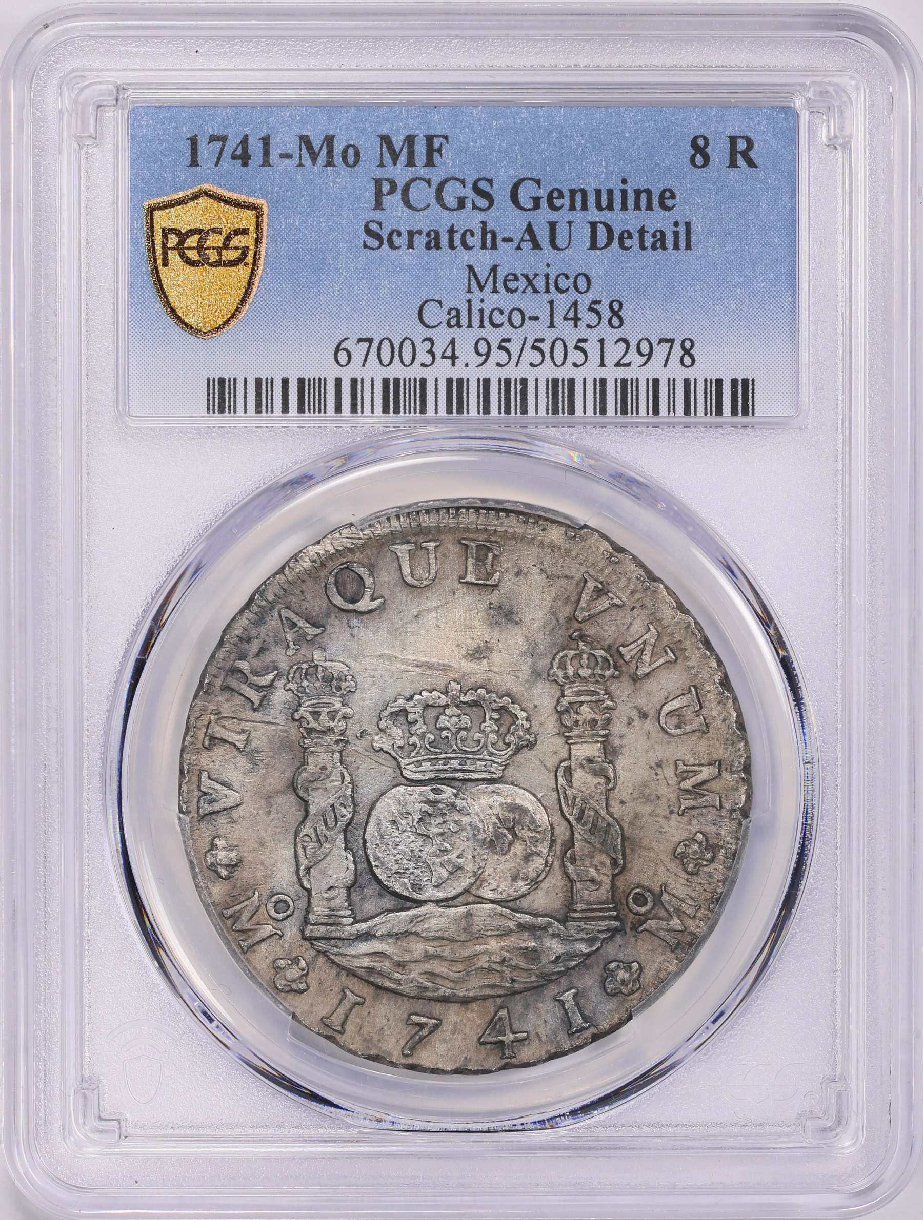 Mexico 1741-Mo MF Silver 8 Reales KM-103 PCGS Genuine AU Details (Item 1813925 ...