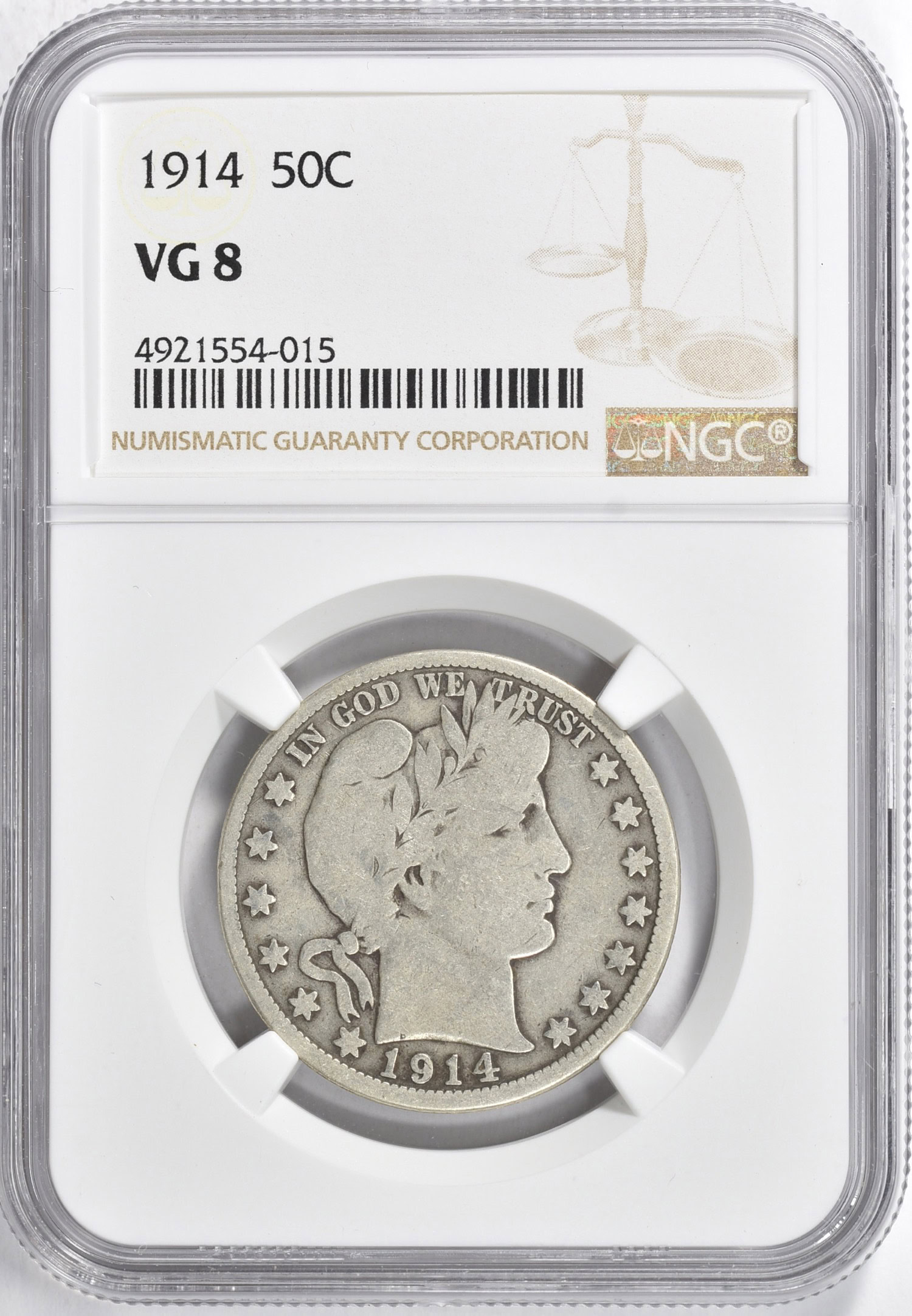 1914 Barber Half Dollar NGC VG-08 (Item 1814112) | GreatCollections Coin Auctions