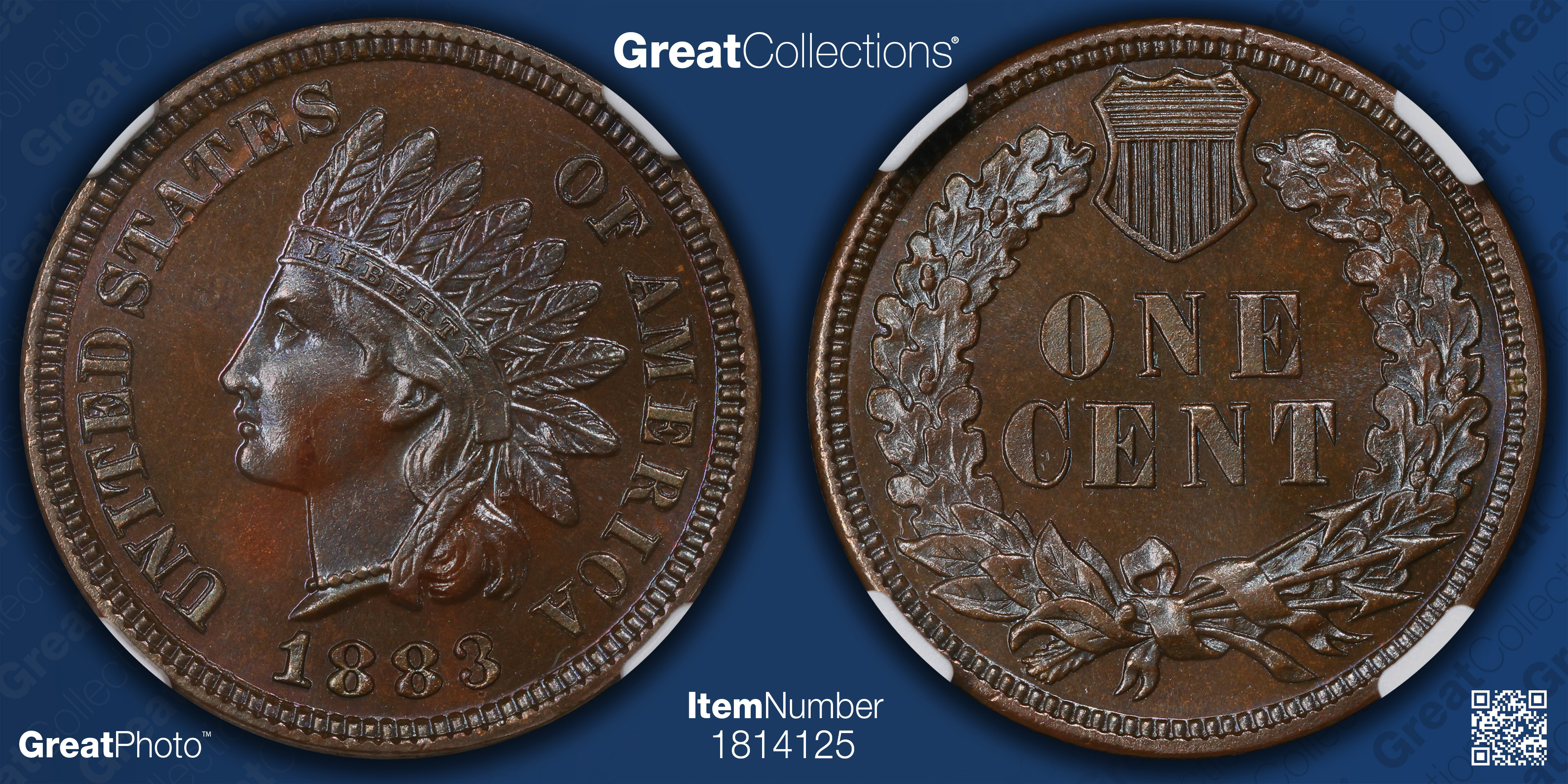 1883 Indian Cent NGC Proof-64 BN (CAC Green) (Toned) (Item 1814125 ...