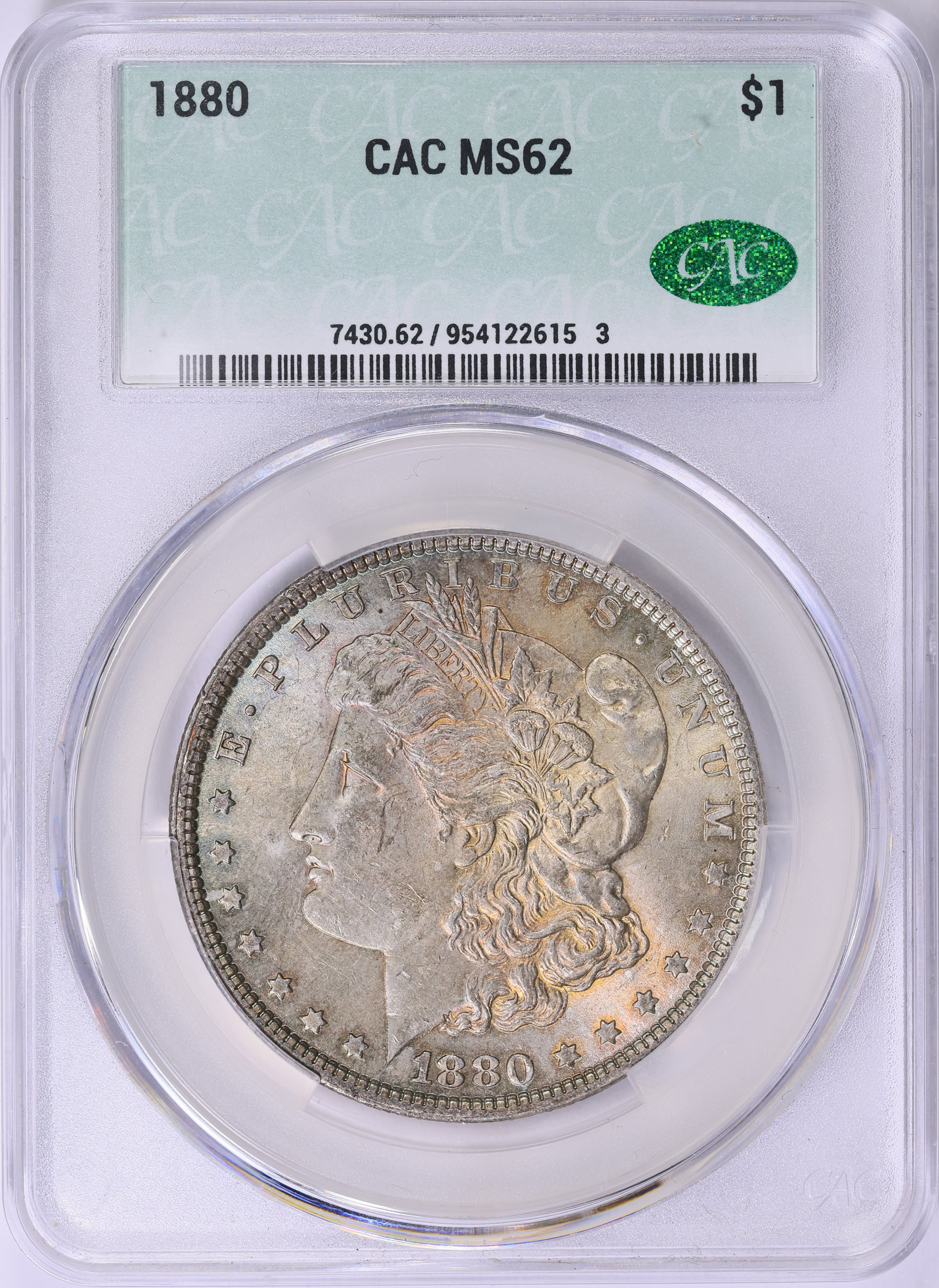 1880 Morgan Silver Dollar CACG MS-62 (Toned) (Item 1814140) | GreatCollections Coin Auctions
