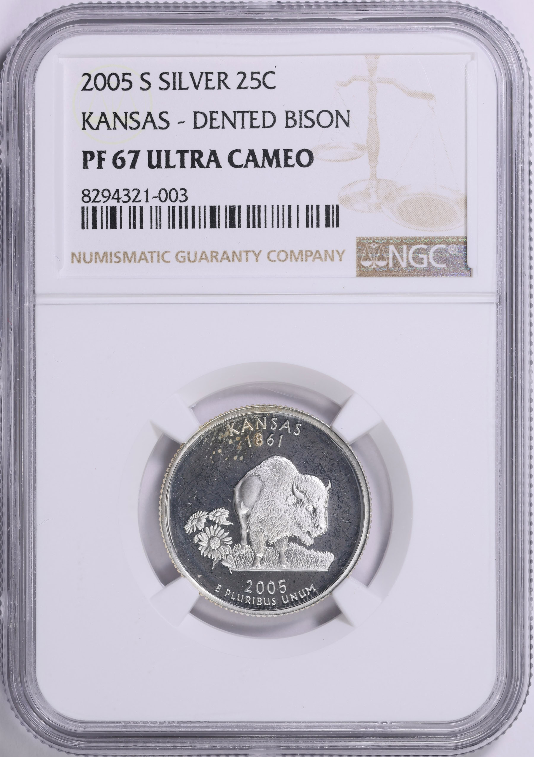 2005-S State Quarter Kansas Silver - Dented Bison NGC Proof-67 UC (Item ...