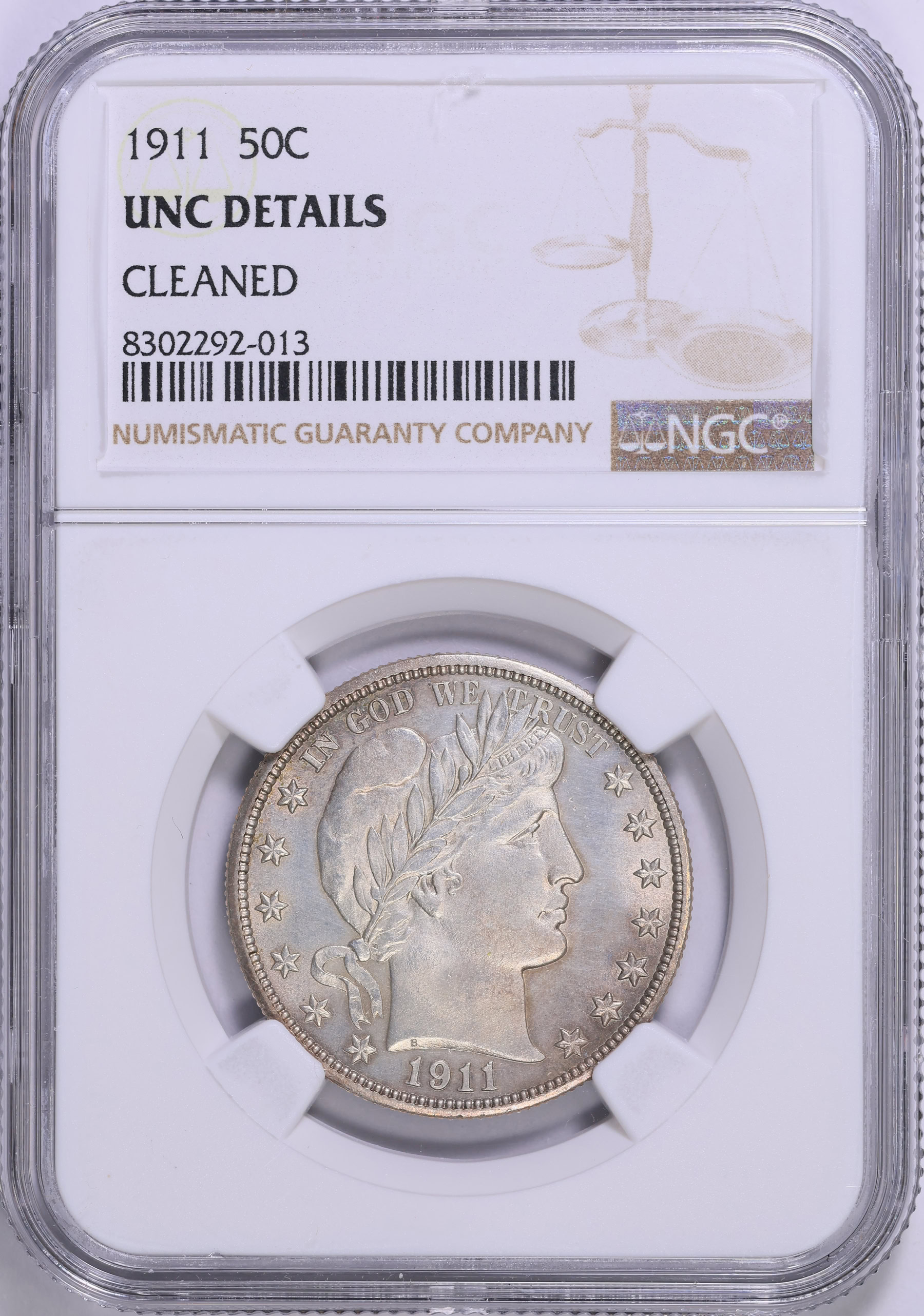 1911 Barber Half Dollar NGC Unc Details (Item 1814224) | GreatCollections Coin Auctions