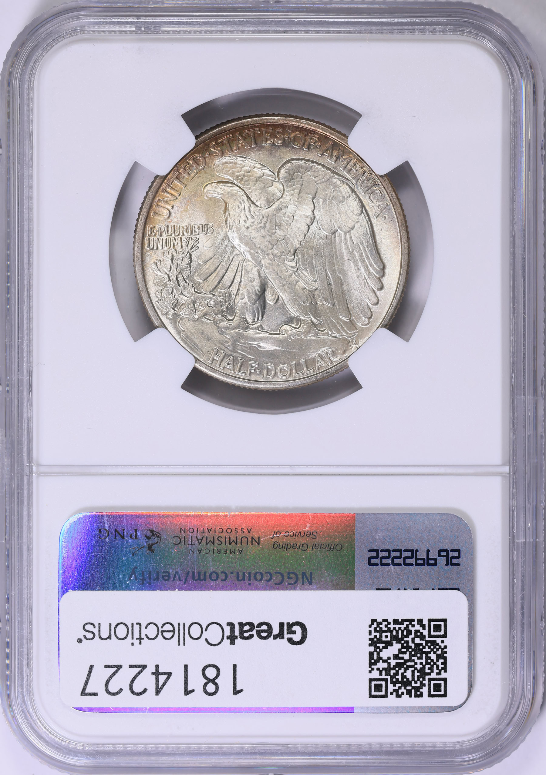 1940 Walking Liberty Half Dollar NGC MS-66+ (Toned) (Item 1814227) | GreatCollections Coin Auctions