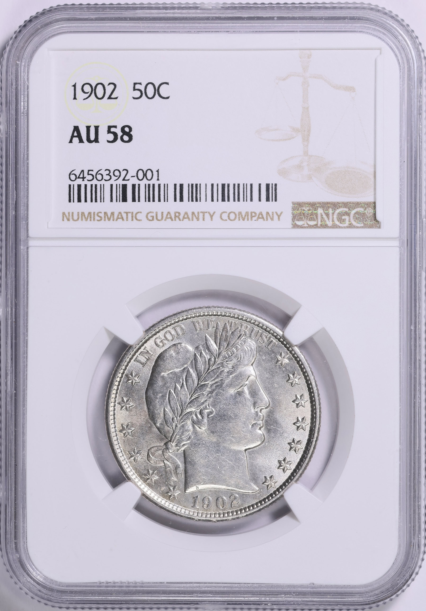 1902 Barber Half Dollar NGC AU-58 (Item 1814331) | GreatCollections Coin Auctions