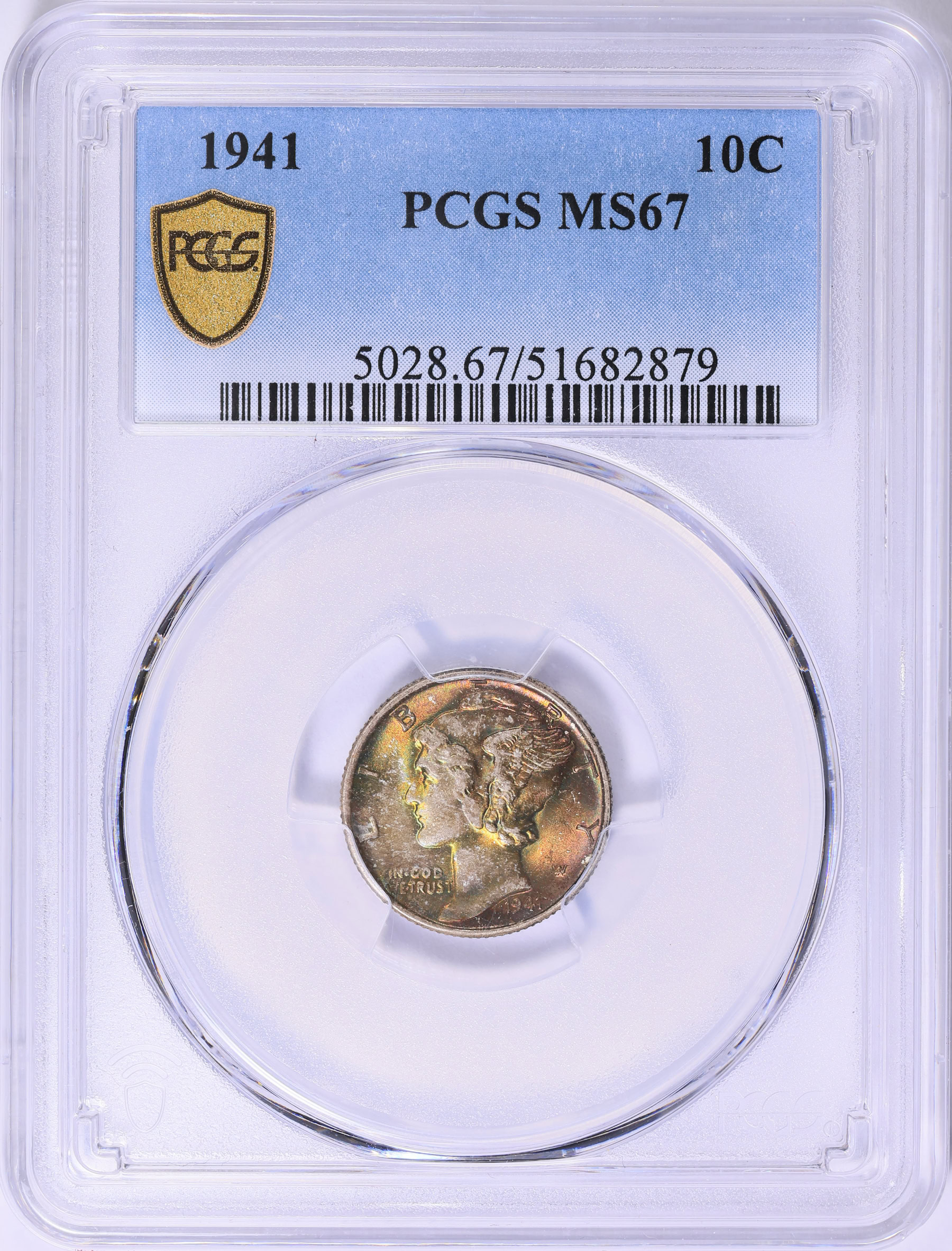 1941 Mercury Dime PCGS MS-67 (Toned) (Item 1814445) | GreatCollections Coin Auctions