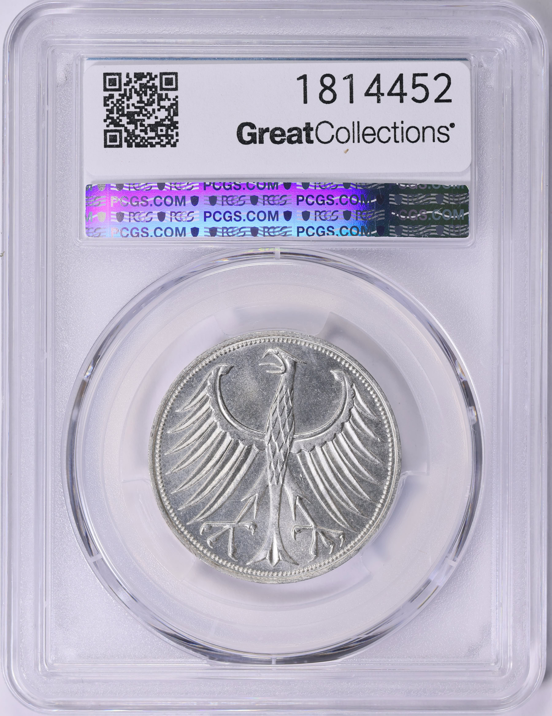 Germany - Federal Republic 1956-D Silver 5 Marks KM-112.1 PCGS MS-63 ...