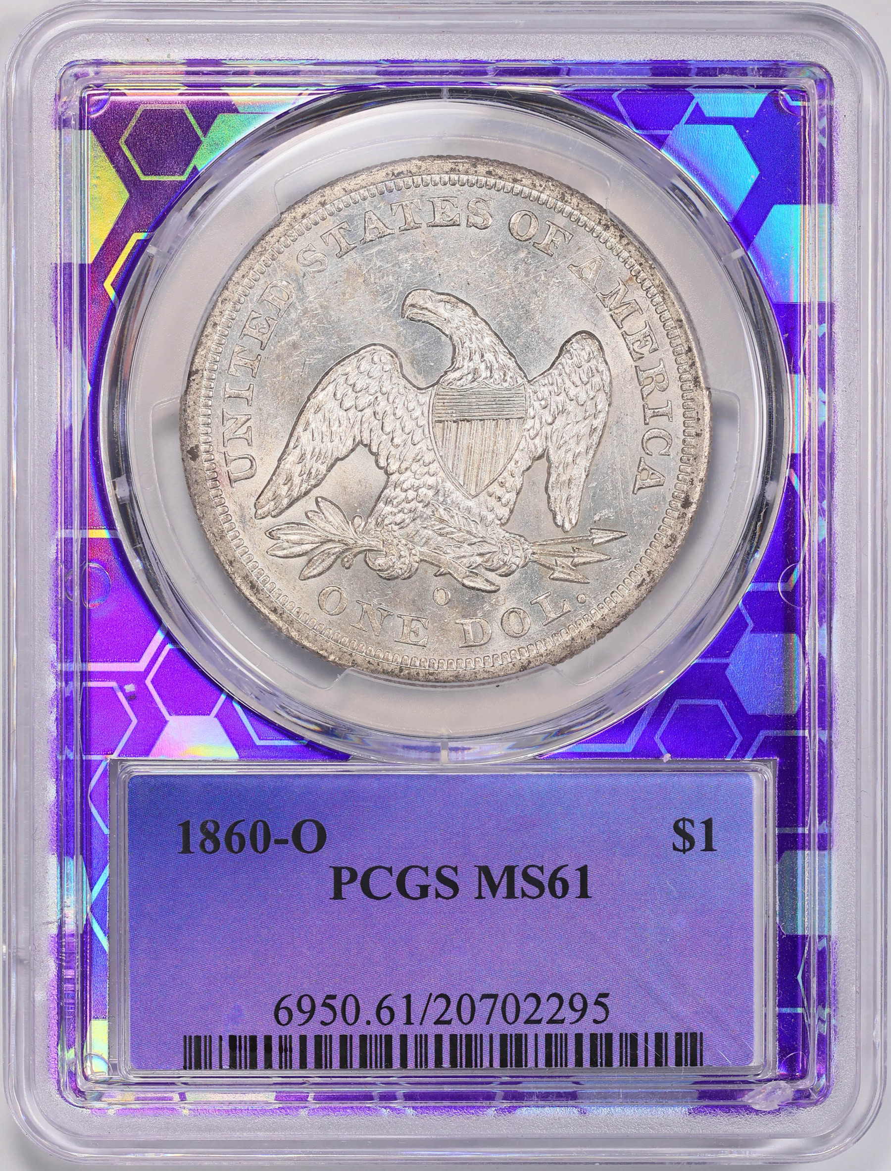 1860-O Seated Liberty Silver Dollar PCGS MS-61 (Holographic Bee Frame Holder) (Item 1814572 ...