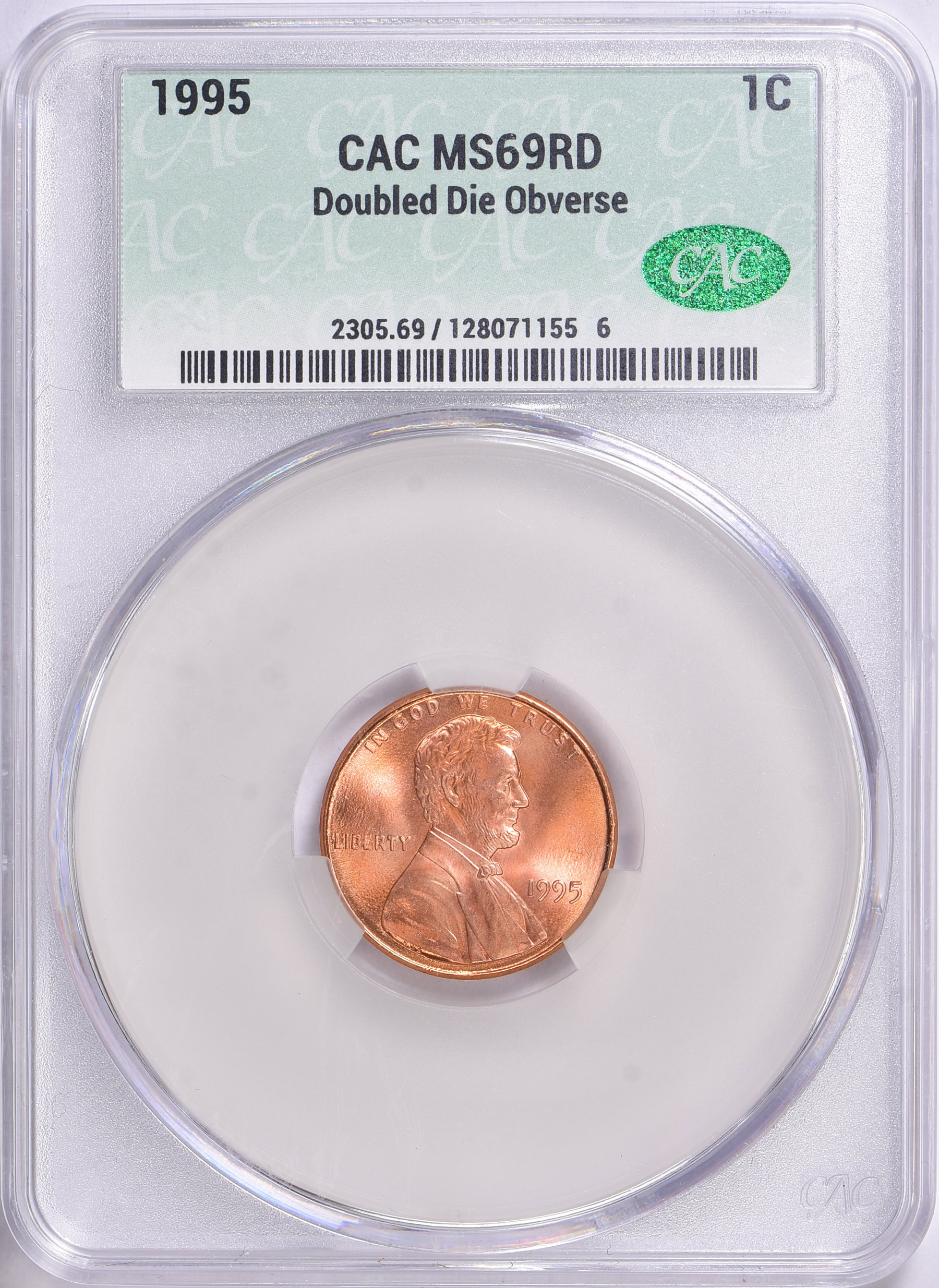 1995 Lincoln Cent Doubled Die Obverse CACG MS-69 RD (Item 1814604 ...