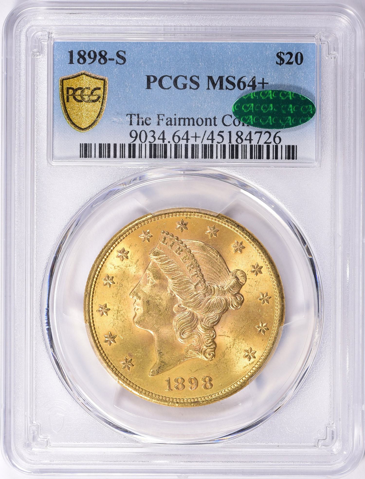 1898-S Liberty Gold Double Eagle PCGS MS-64+ (CAC Green) (The Fairmont ...