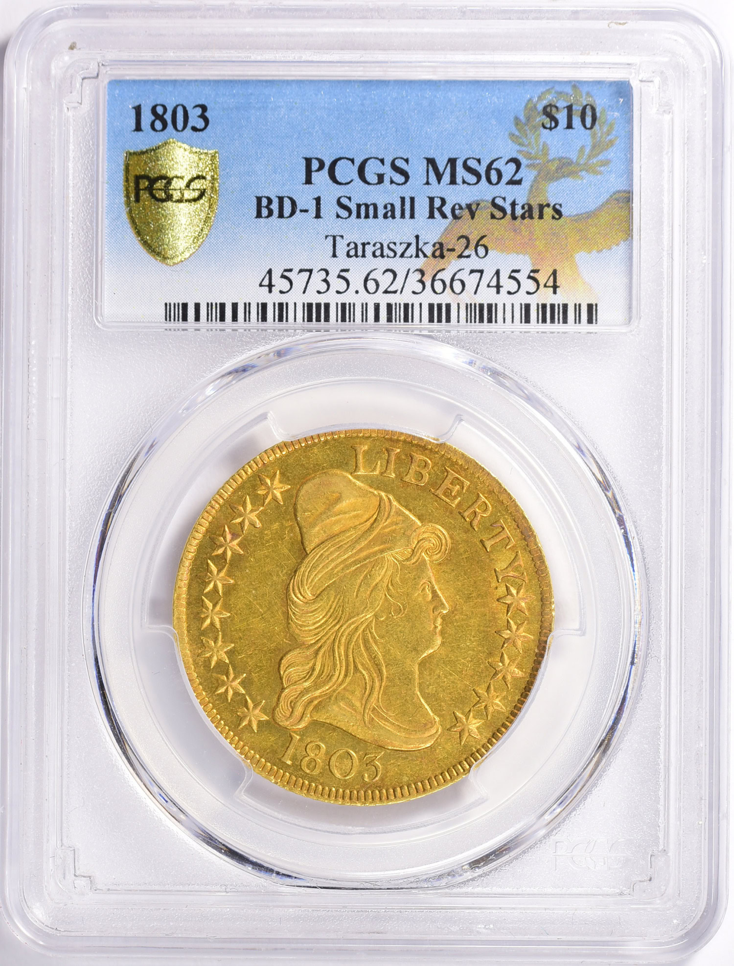 1803 Capped Bust Gold Eagle BD-1 Small Stars Reverse Taraszka-26 PCGS ...