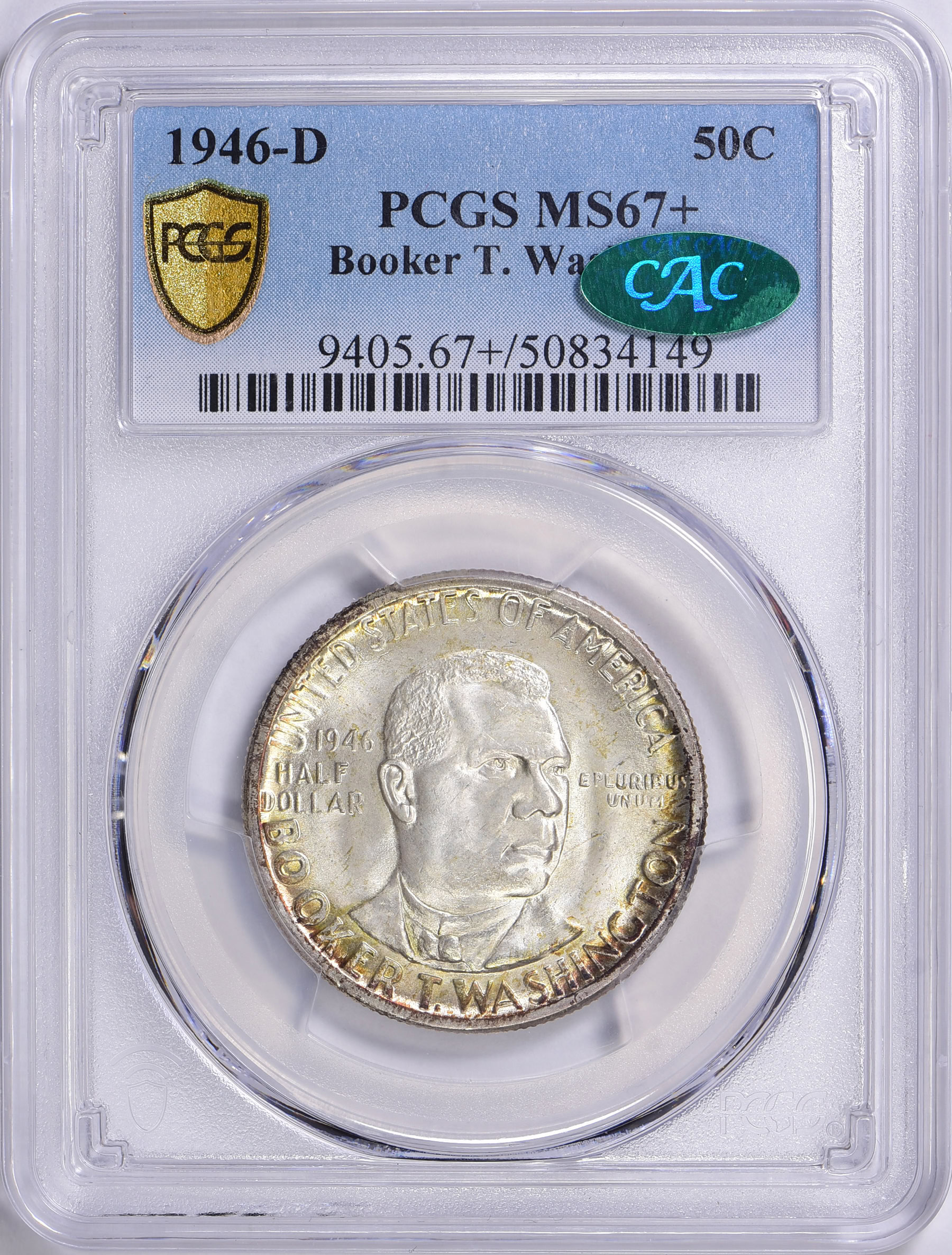 1946-D Booker T. Washington Memorial Half Dollar PCGS MS-67+ (CAC Green ...