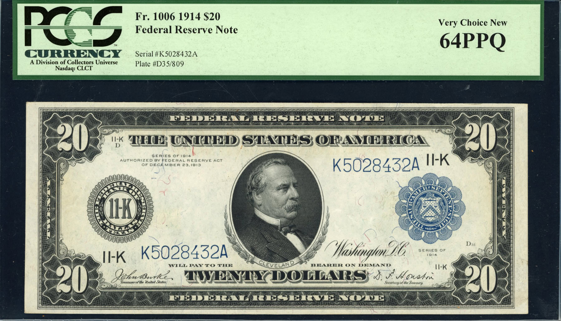 Fr. 1006 1914 $20 Dallas Federal Reserve Note Burke / Houston PCGS Currency Very Choice New 64 ...