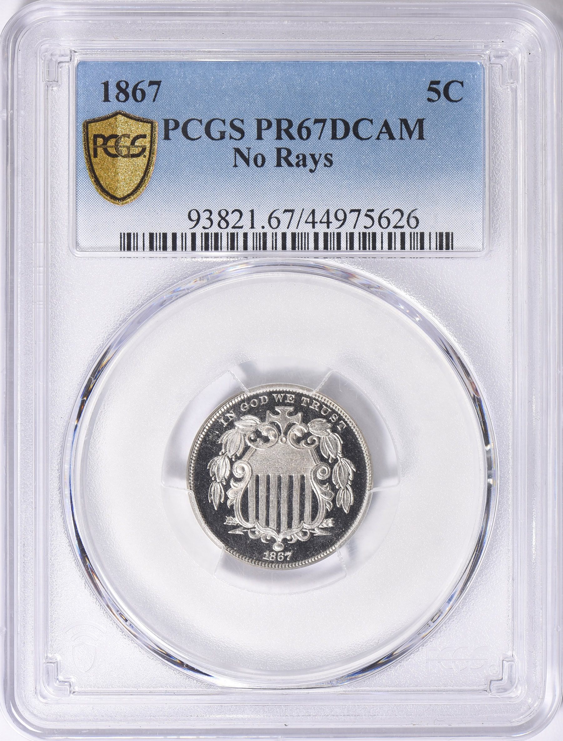 1867 Shield Nickel No Rays PCGS Proof-67 DCAM (Item 1814892 ...