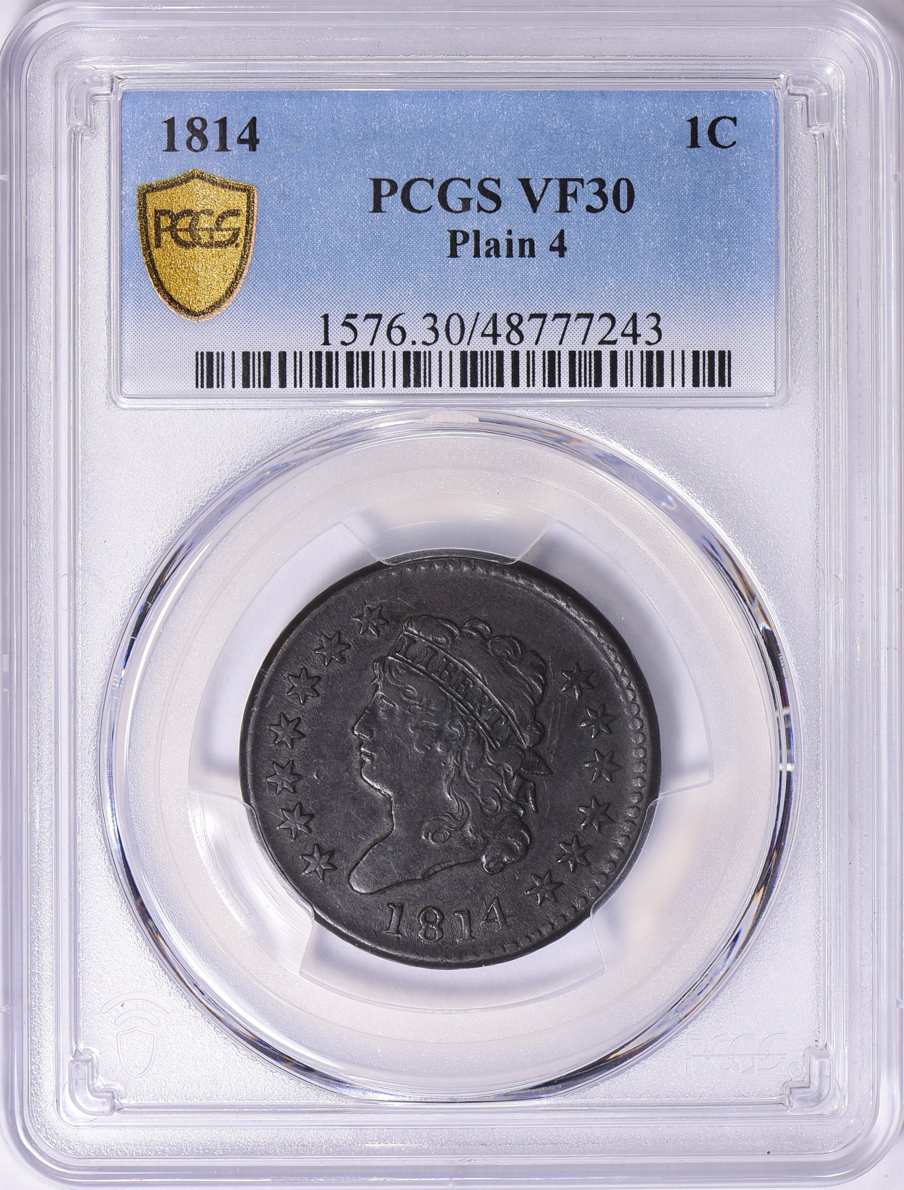 1814 Classic Cent Plain 4 PCGS VF-30 BN (Item 1814898 ...