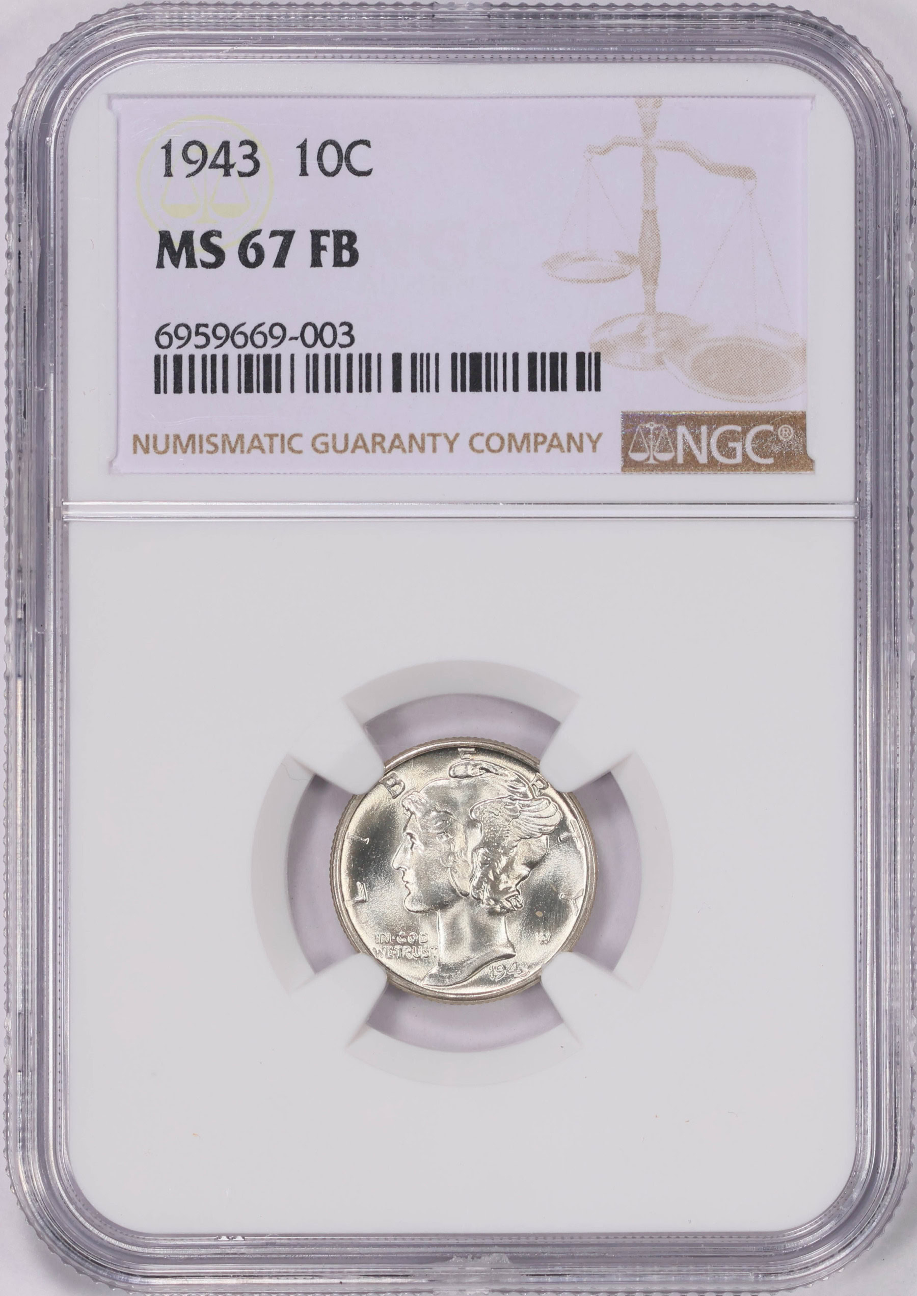 1943 Mercury Dime NGC MS-67 FB (Item 1814949) | GreatCollections Coin Auctions